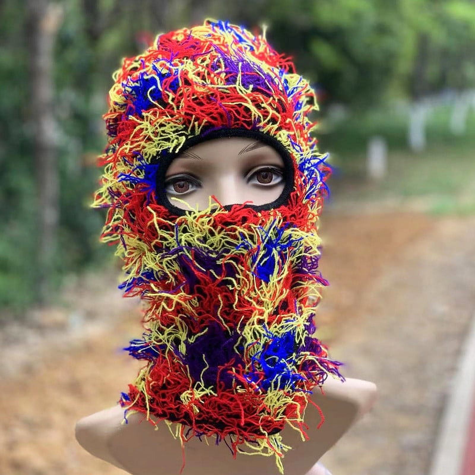 Lolmot Distressed Ski Mask, Knitting Distressed Winter Windproof Full ...