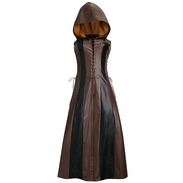 Lolmot Dress For Women Renaissance Hooded Gothic Dress Long Medieval