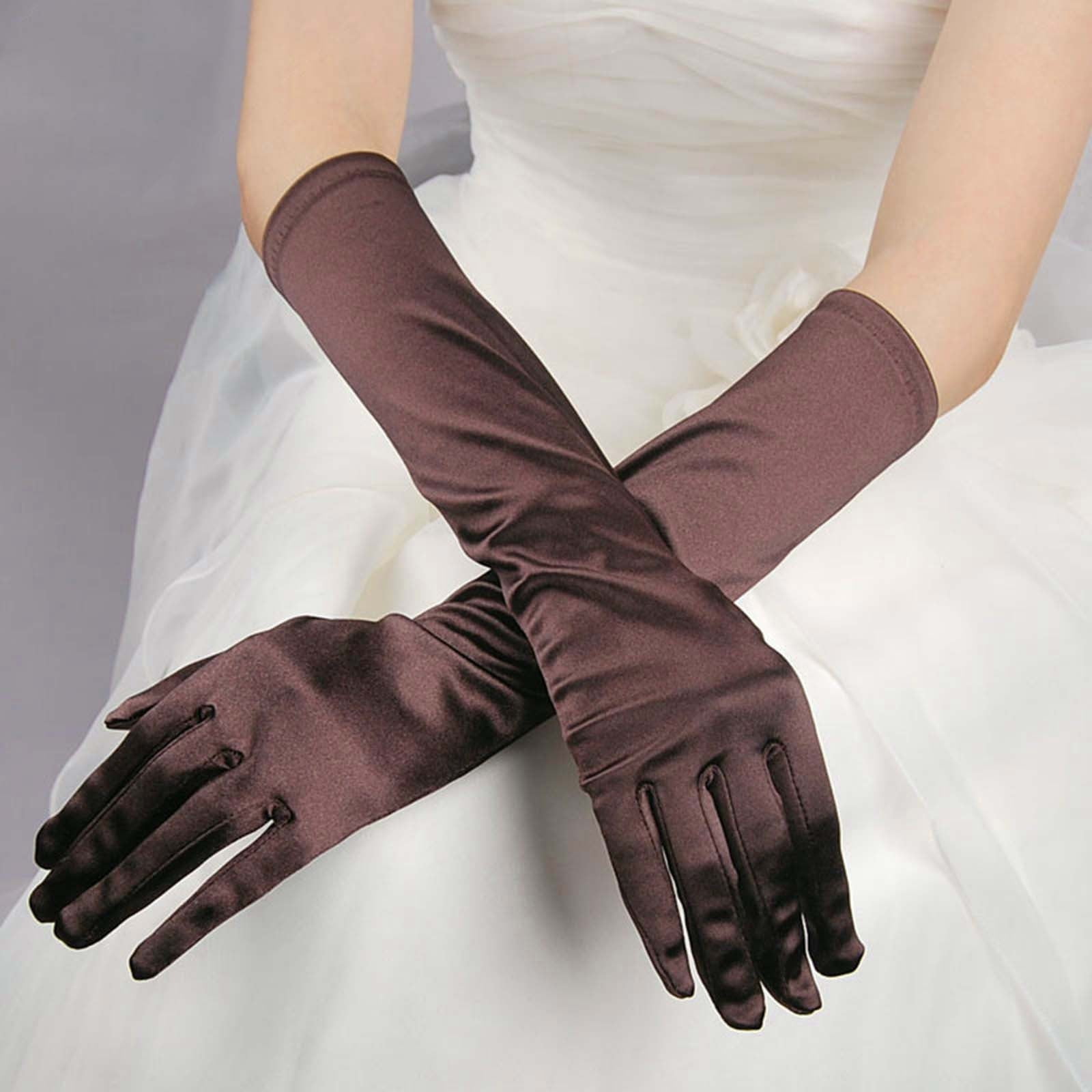 Lolmot Long Opera Party Gloves for Women 1920s Satin Opera Glove ...