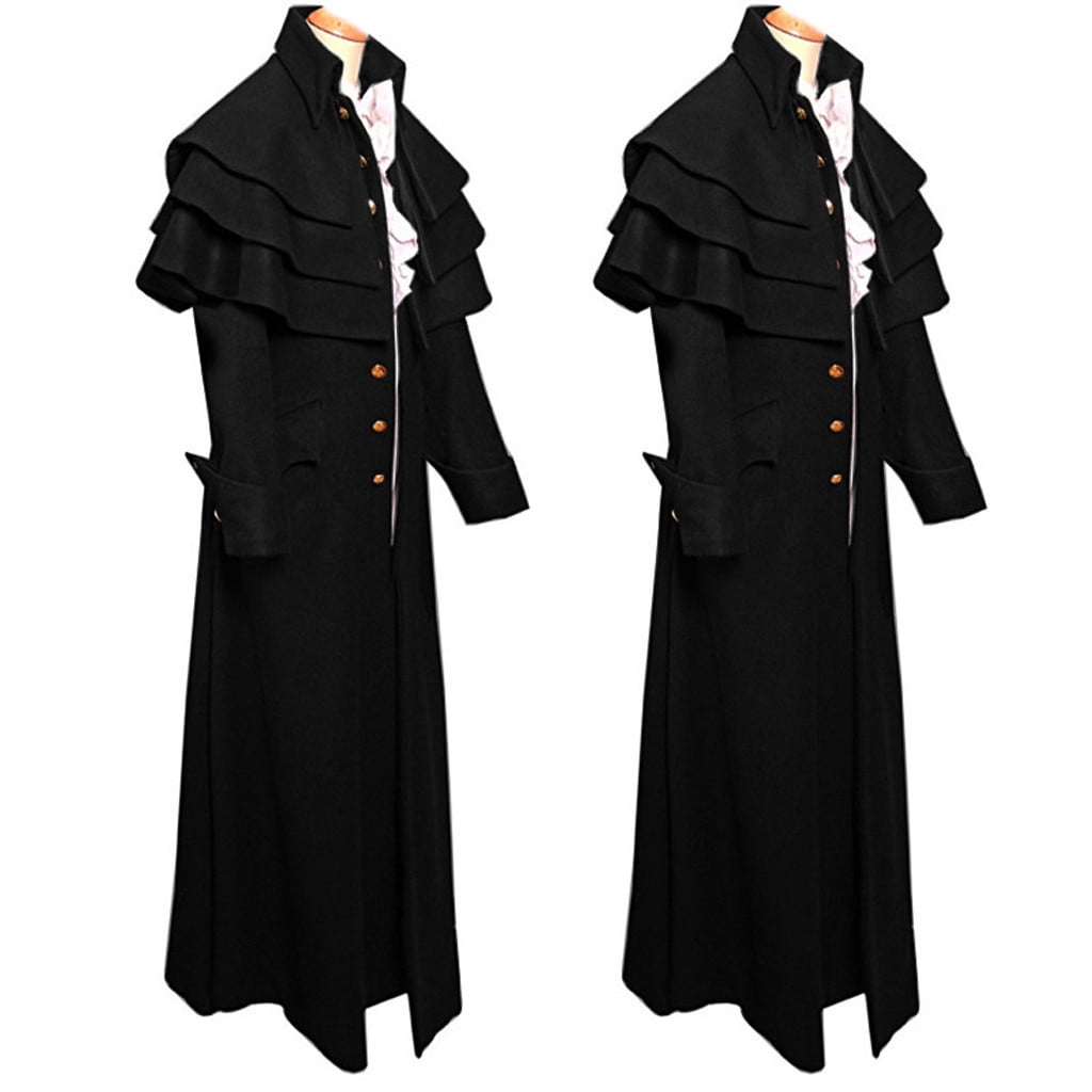Lolmot Men Steampunk Button Fashion Uniform Gothic Vintage Long Trench ...