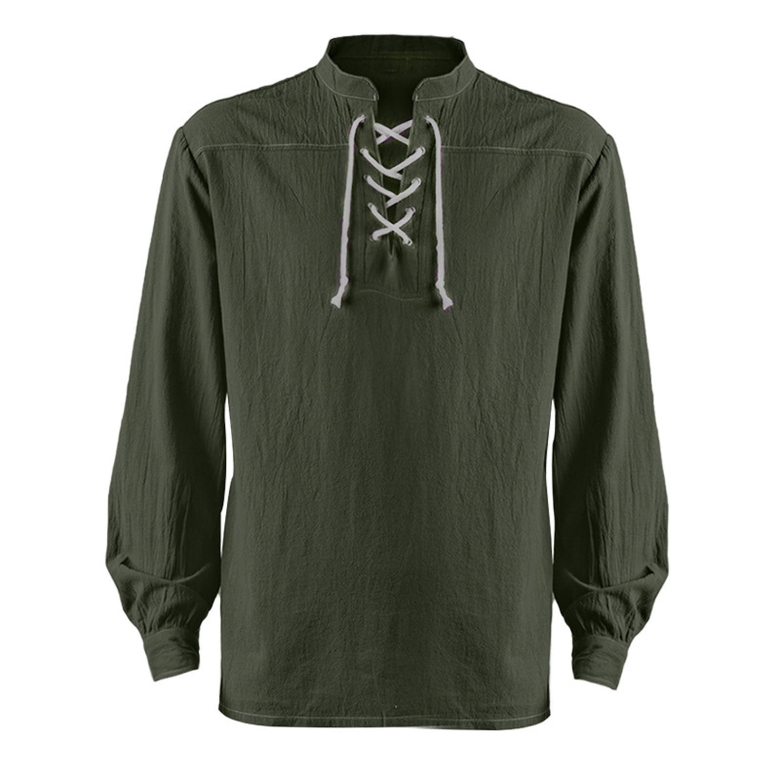 Lolmot Mens Medieval Shirts Renaissance Cotton Linen Shirts V-Neck Lace ...