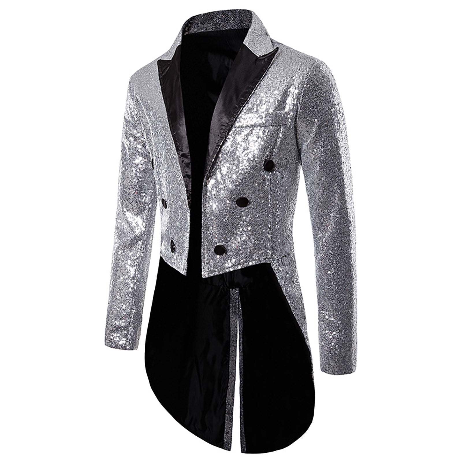 Lolmot Mens Sequin Tailcoat Swallowtail Suit Jacket Party Show Tux ...