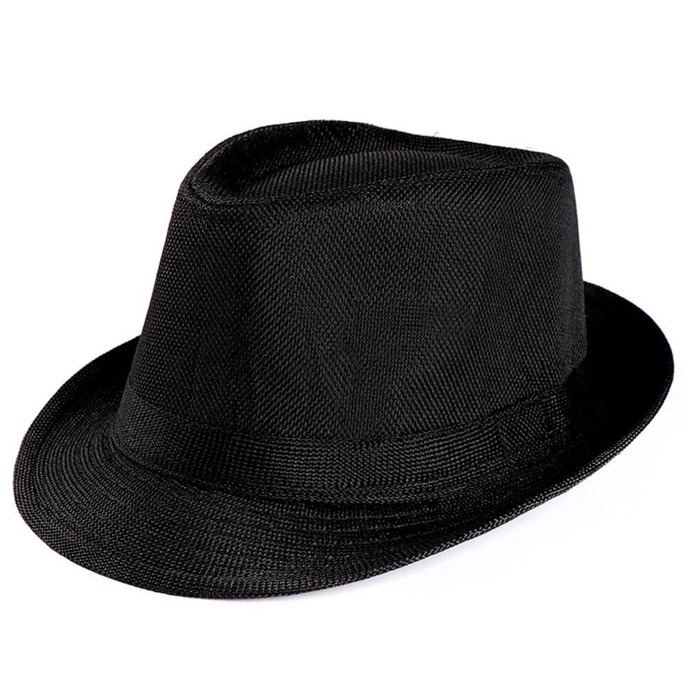 Lolmot Unisex Straw Fedora Hats, Lightweight Short Brim, Beach Sun Hat ...