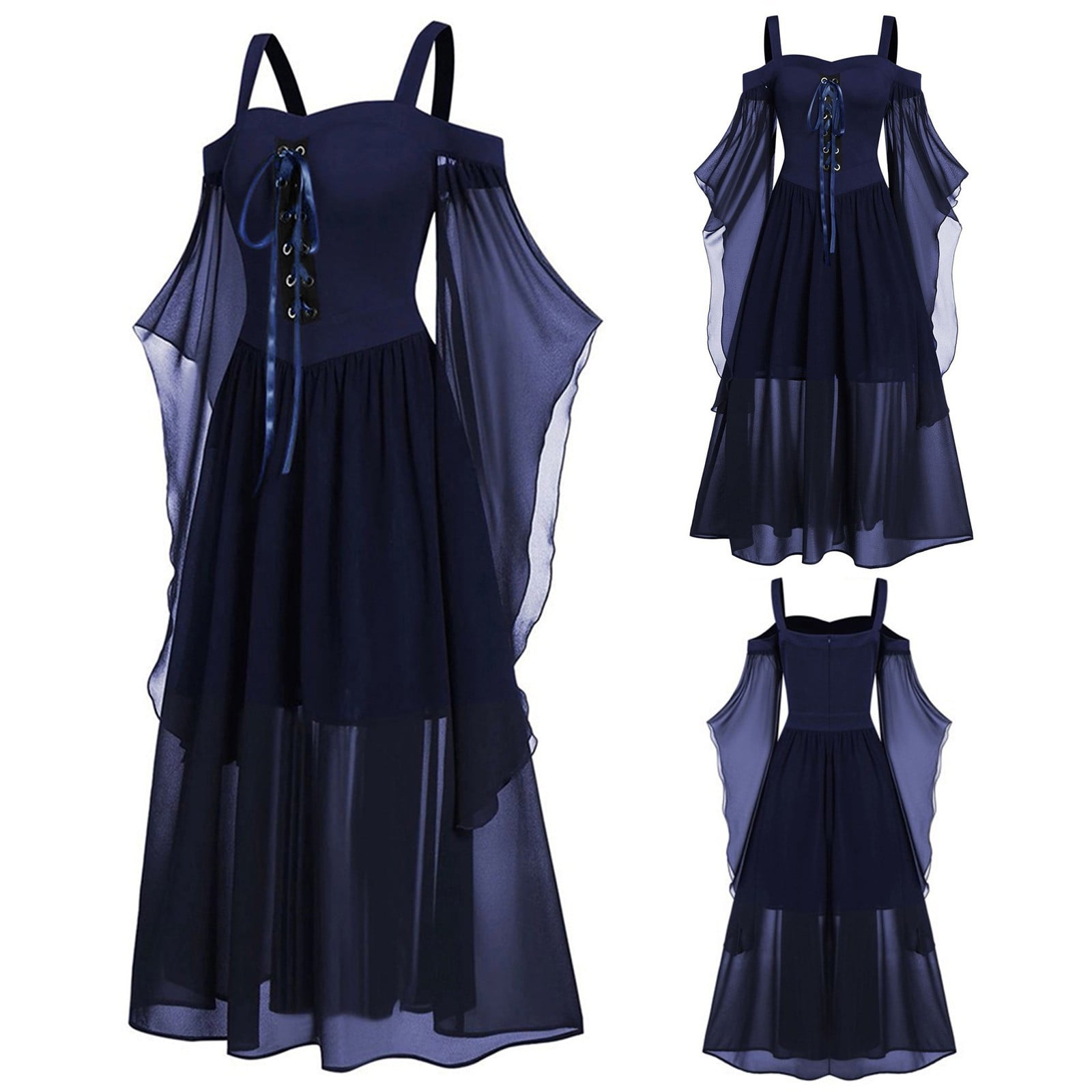 Lolmot Renaissance Dress for Women 50s Gothic Retro Steampunk Dress Off ...