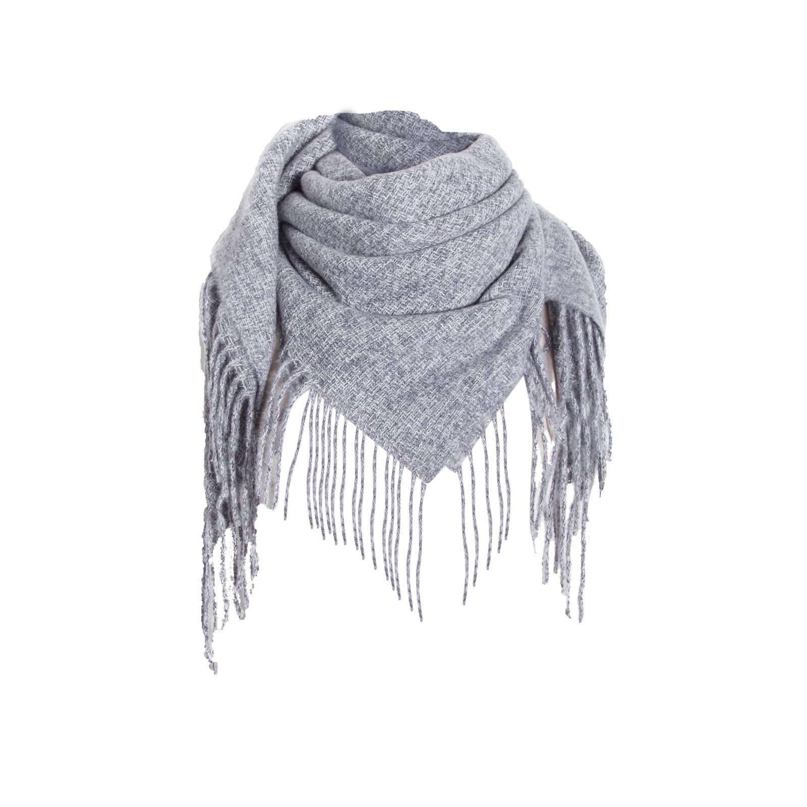 Lolmot Scarfs for Women Fashion Classic Tassel Solid Color Scarf Warm ...