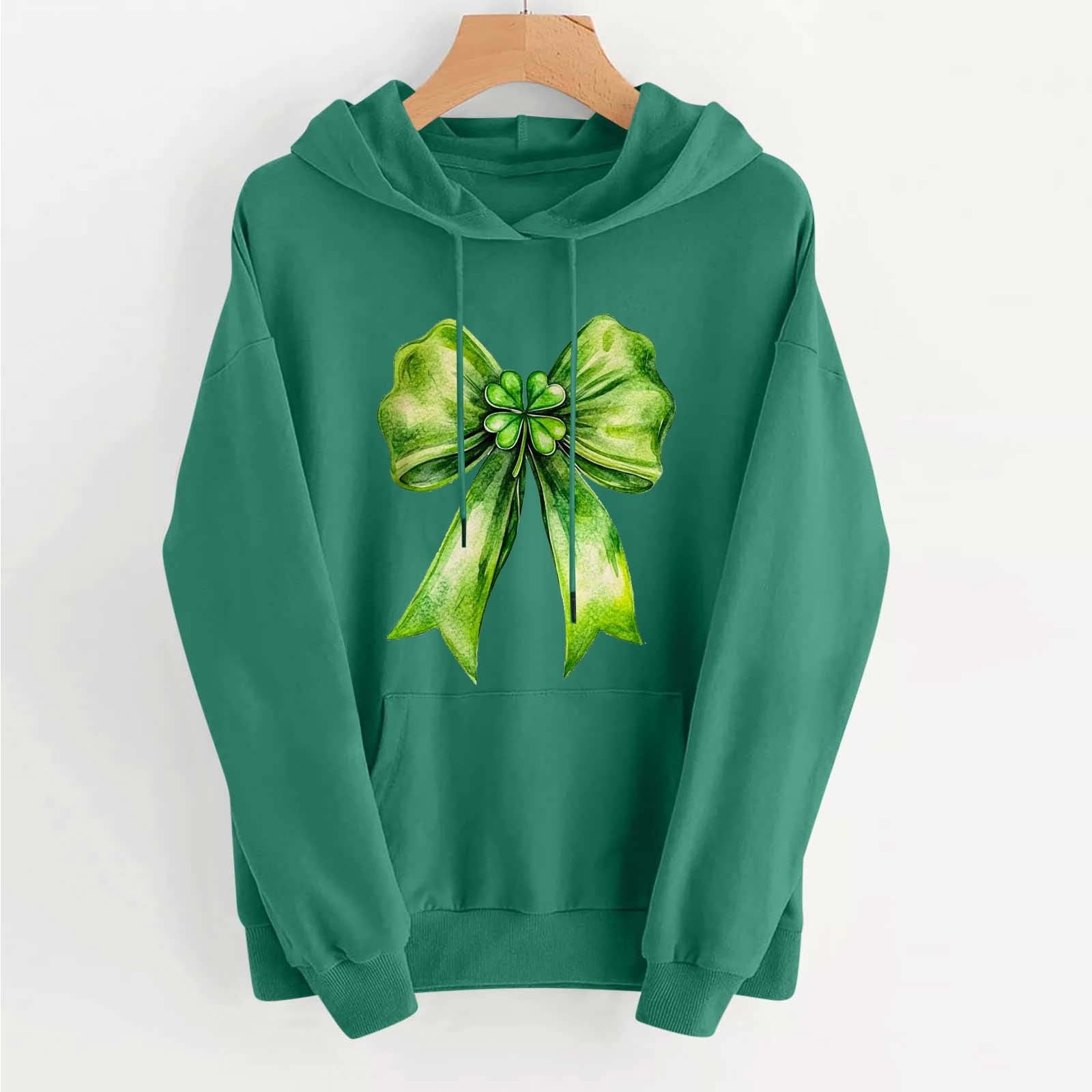 Lolmot St Patrick's Day Hoodies for Women Fleece Lined Pullover Sweater ...