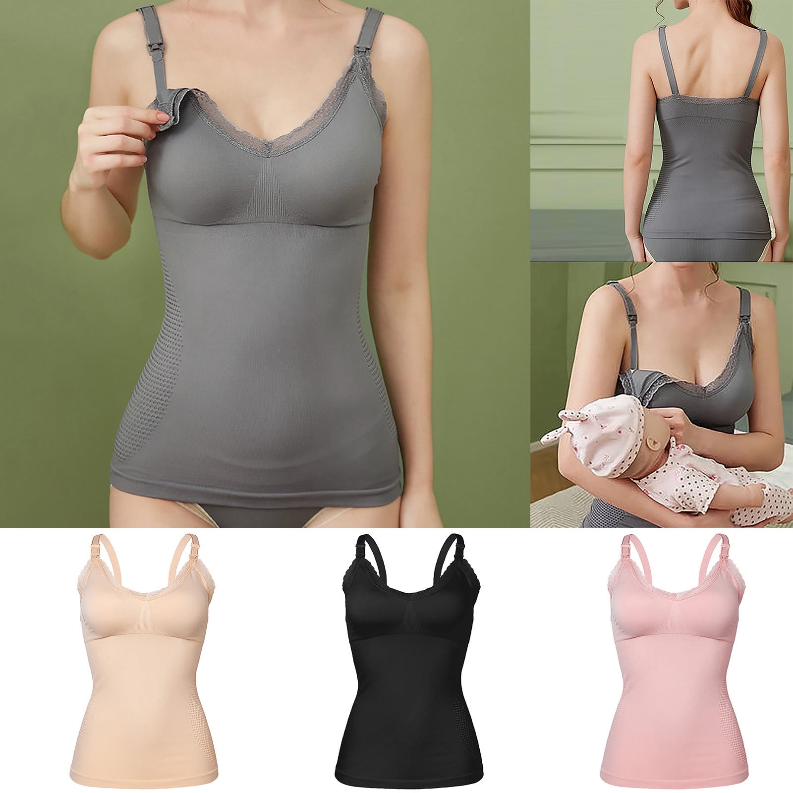 Lolmot Support Nursing Tank Tops for Breastfeeding, Comfort Stretch Maternity Camisoles with ...