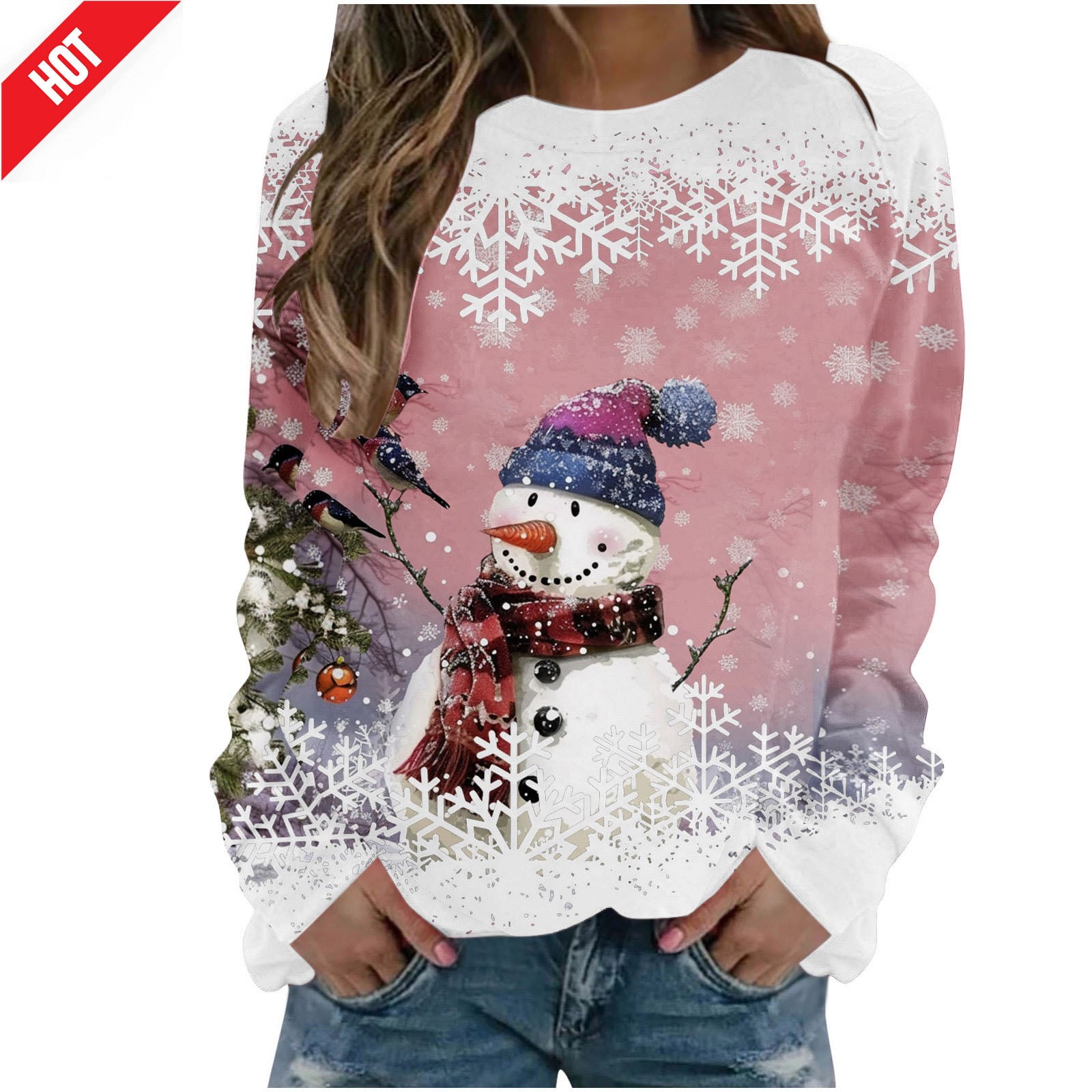 Lolmot Ugly Christmas Sweaters for Women Plus Size Christmas Sweatshirt ...