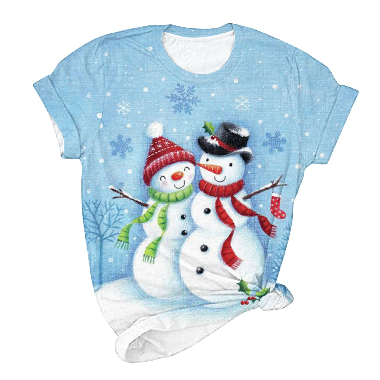 Lolmot Women Christmas Shirt Cartoon Snowman Santa Christmas Tree ...