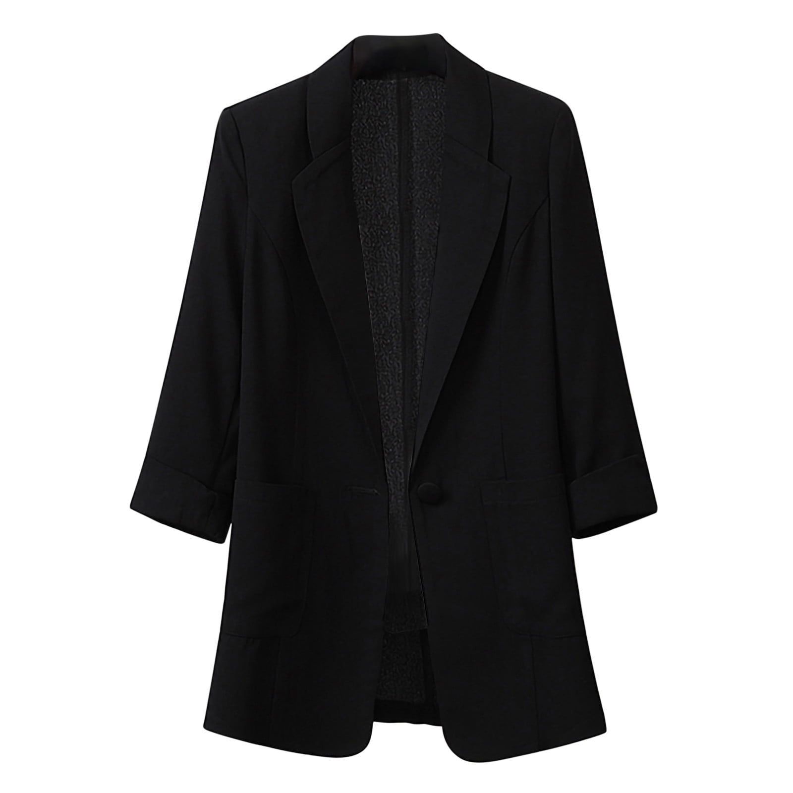 Lolmot Women Cotton Linen Blazer Medium-Length Plus Size Blazer ...