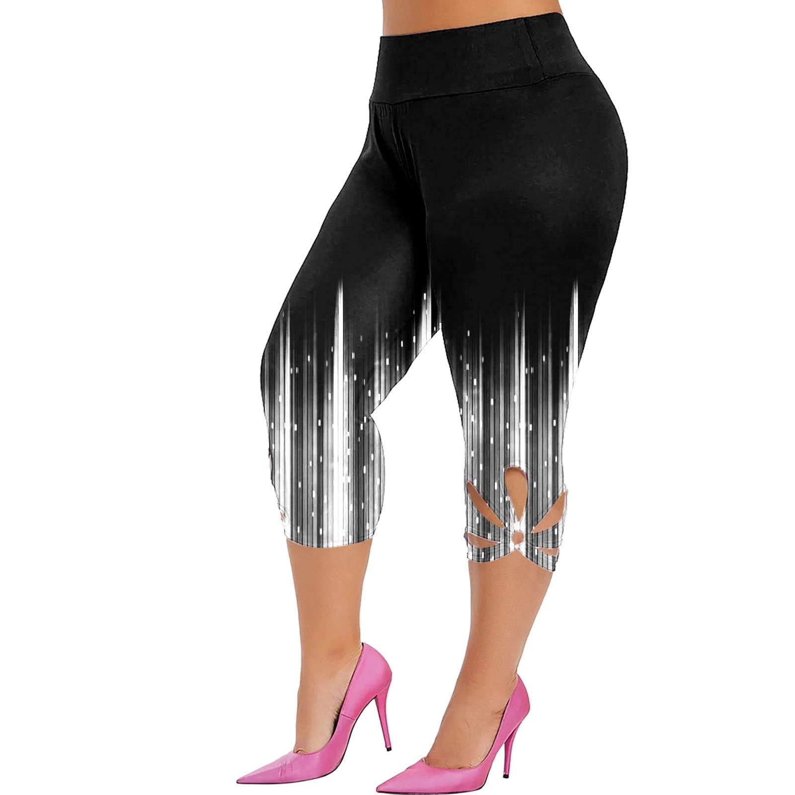 Lolmot Women Fashion Hollow Design Print Plus Size High Waist Tummy ...