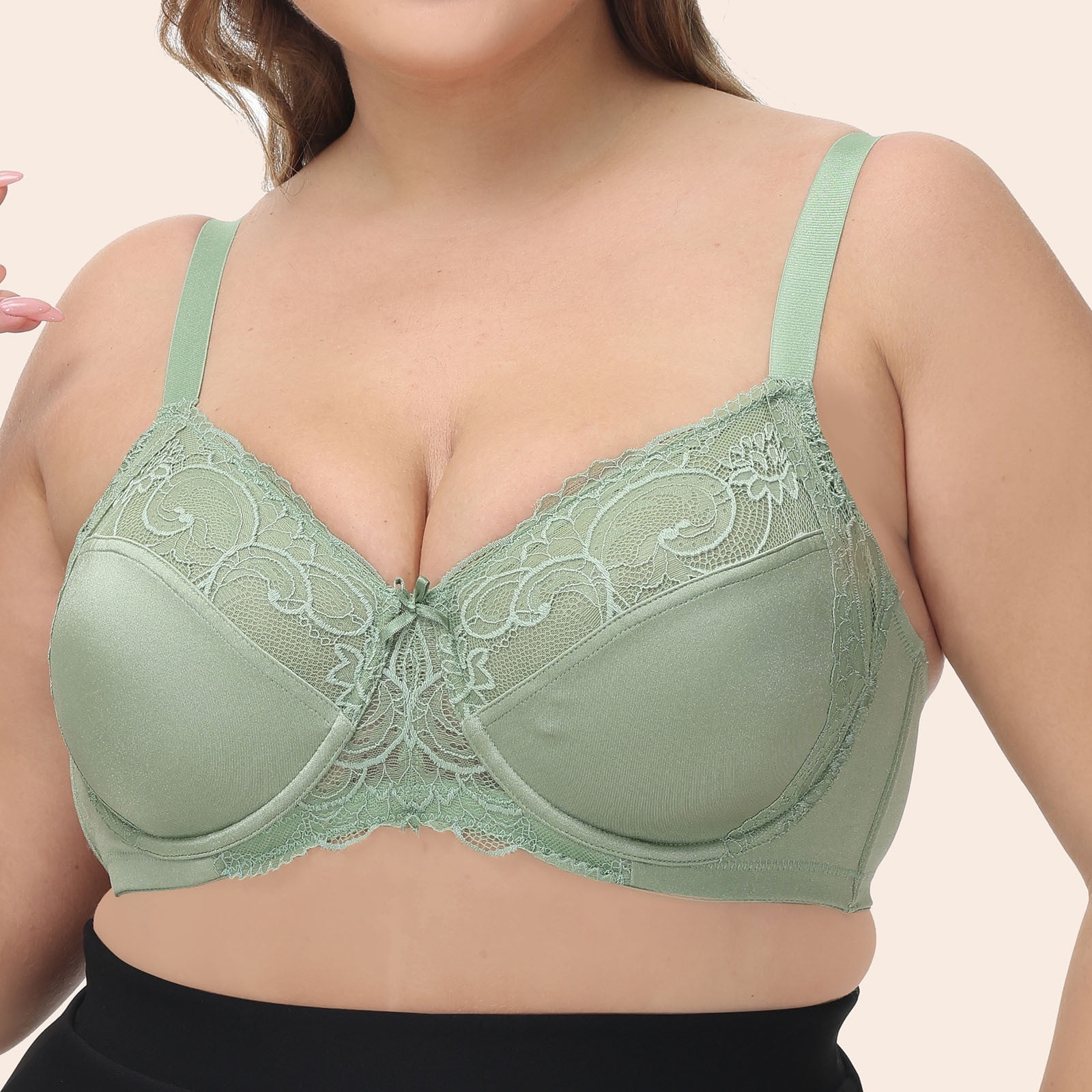 Lolmot Women Push Up Bra Plus Size Lace Underwire Soft Everyday Bras Comfort Padded Lift Up Bra ...
