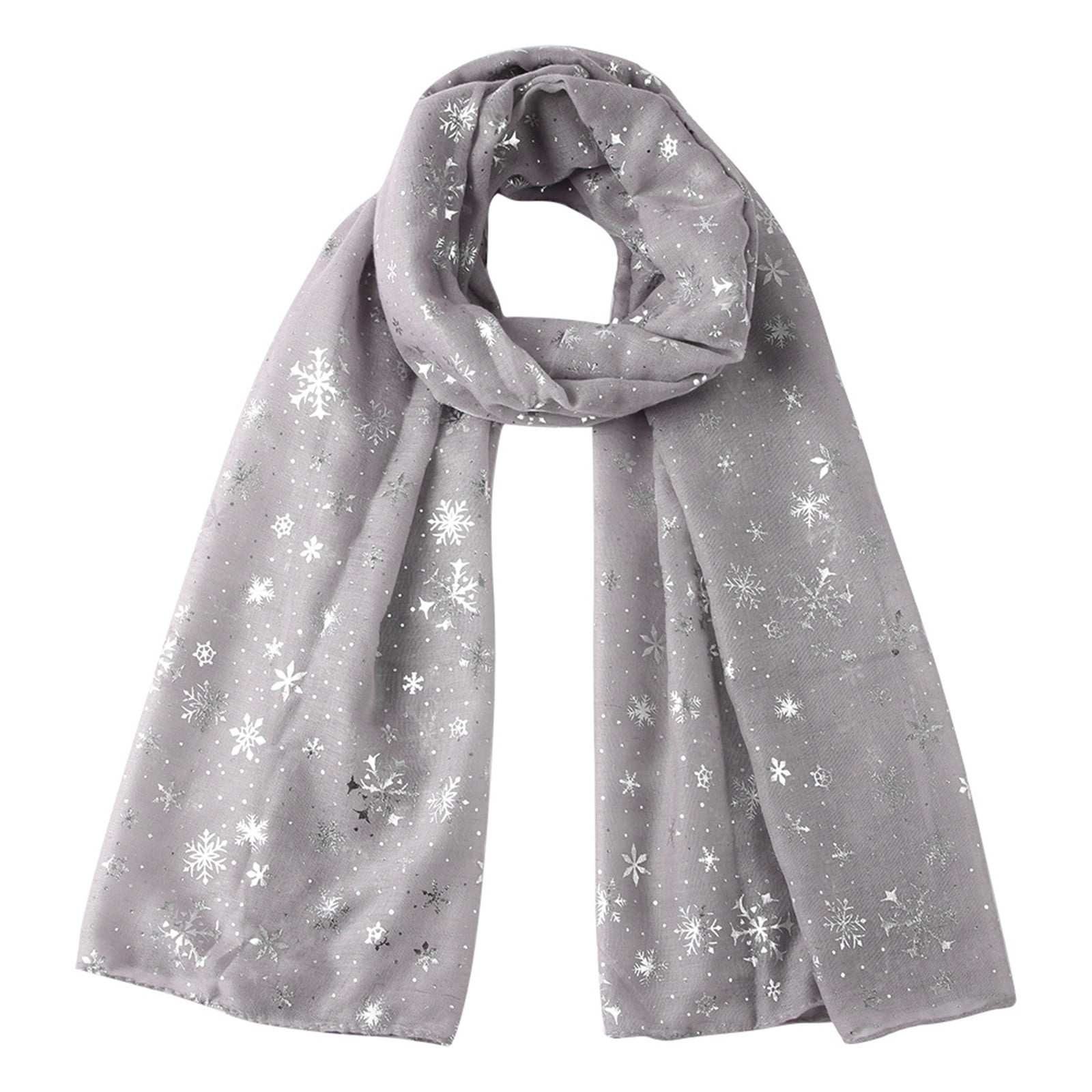 Lolmot Women Snowflake Print Sheer Scarves Winter Lightweight Xmas ...