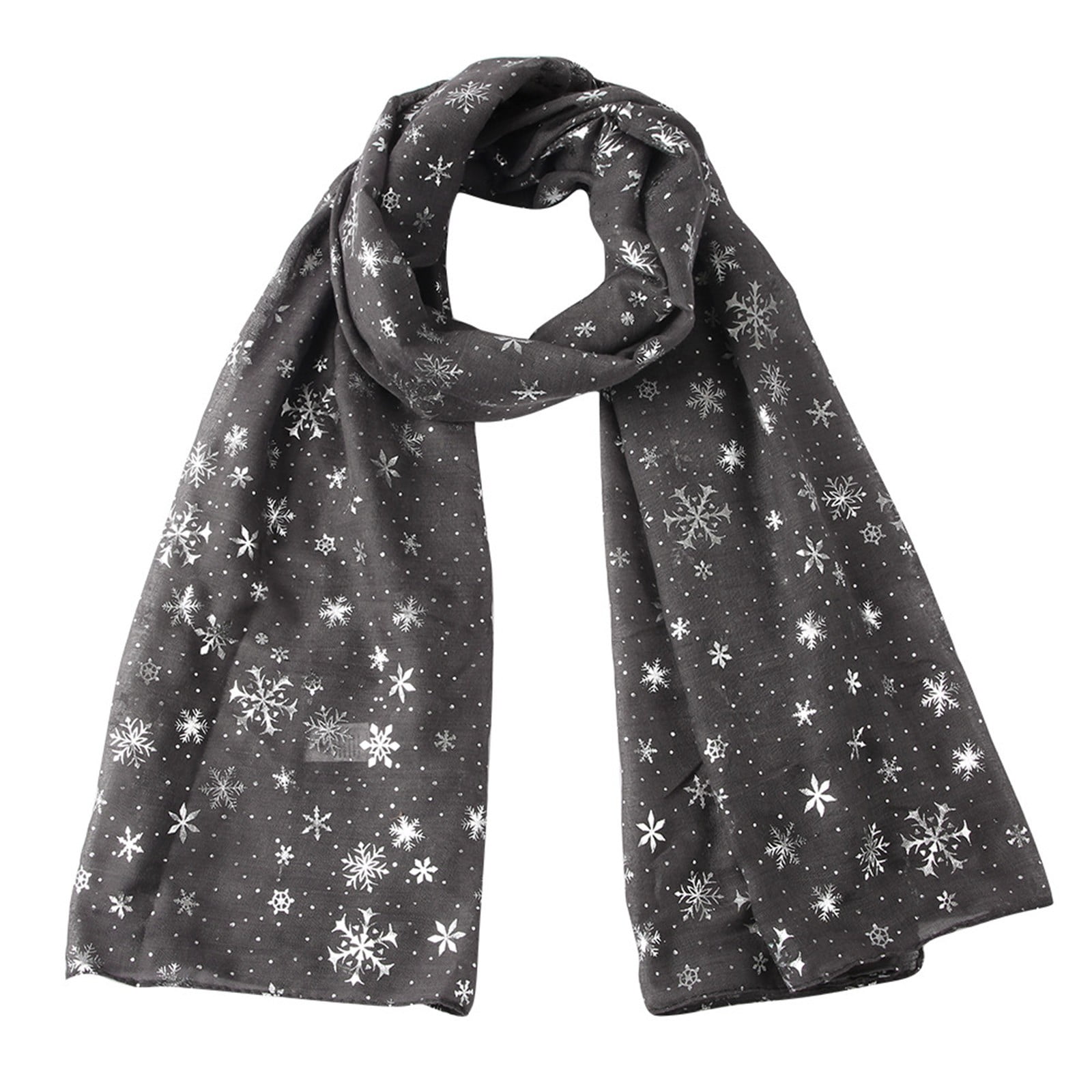Lolmot Women Snowflake Print Sheer Scarves Winter Lightweight Xmas ...