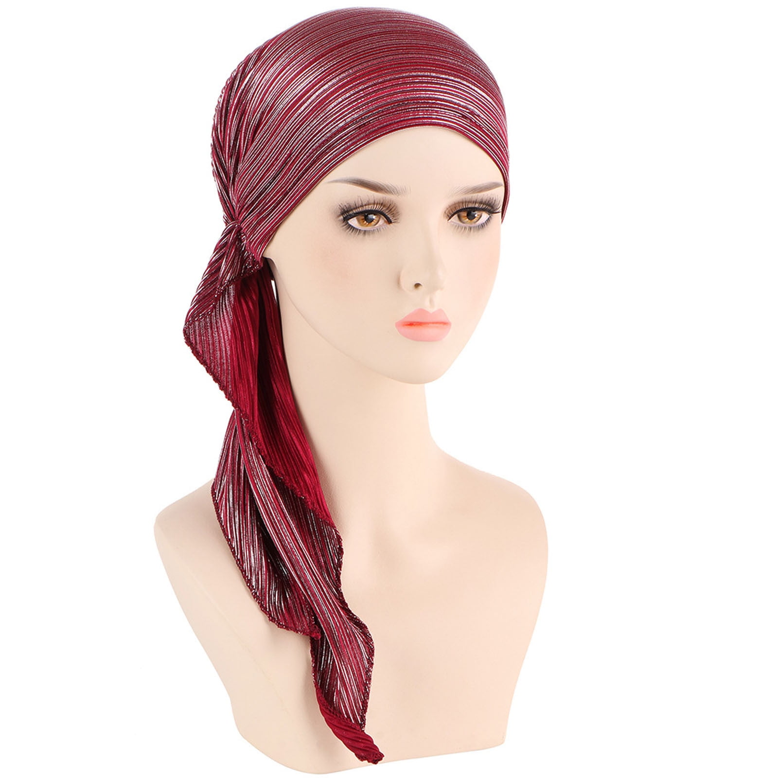 Lolmot Women Solid Color Head Wrap Headscarf Hat Turban Beanie Muslim ...