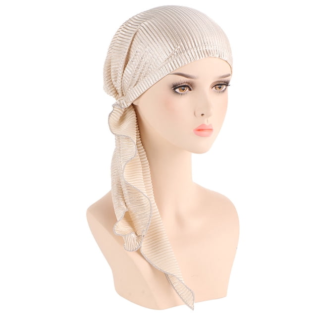Lolmot Women Solid Color Head Wrap Headscarf Hat Turban Beanie Muslim ...