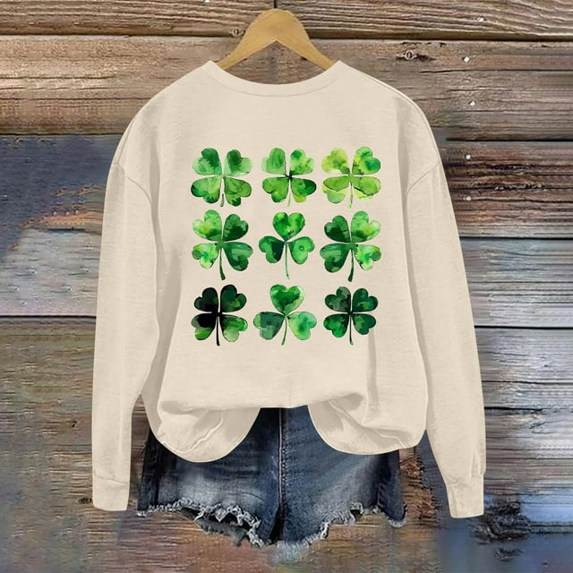 Lolmot Women St Patrick's Day Sweatshirts Shamrock Lucky Sweater ...