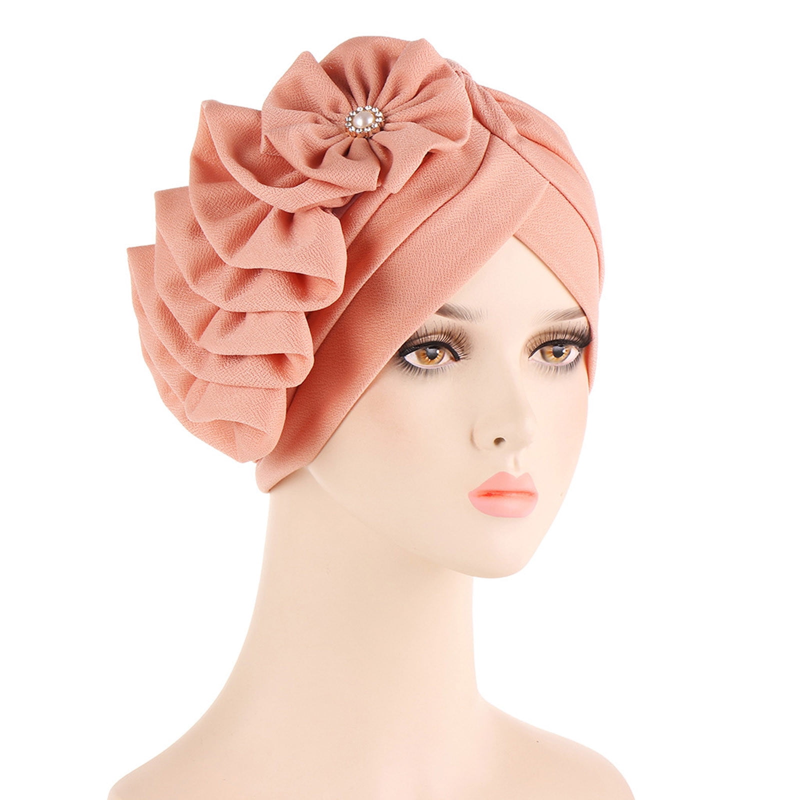Lolmot Women Turban Beanie Hat with Flower, Elastic Head Wrap Cap ...