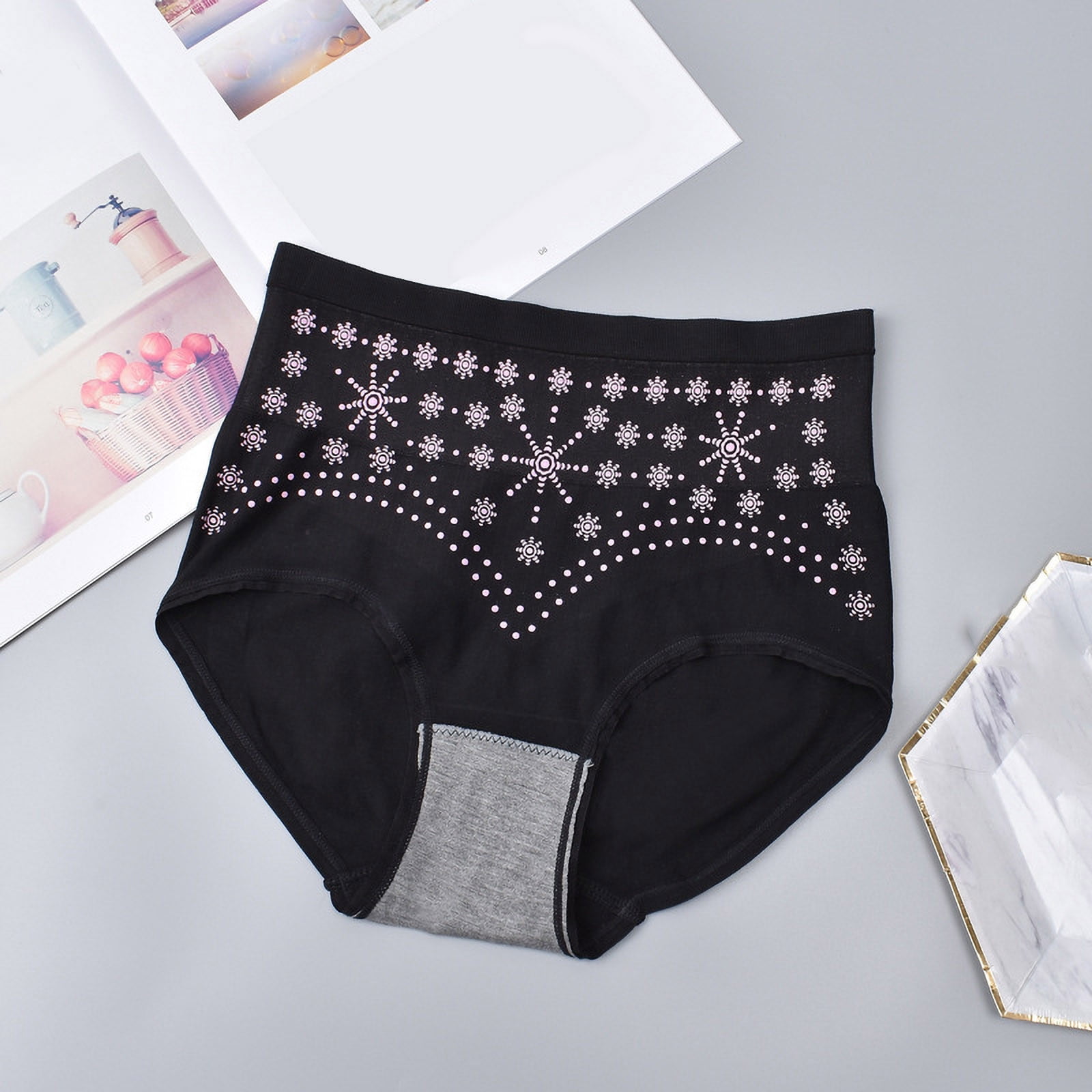 Lolmot Women Underwear High Waist Cotton Briefs Ladies Panties Tummy ...