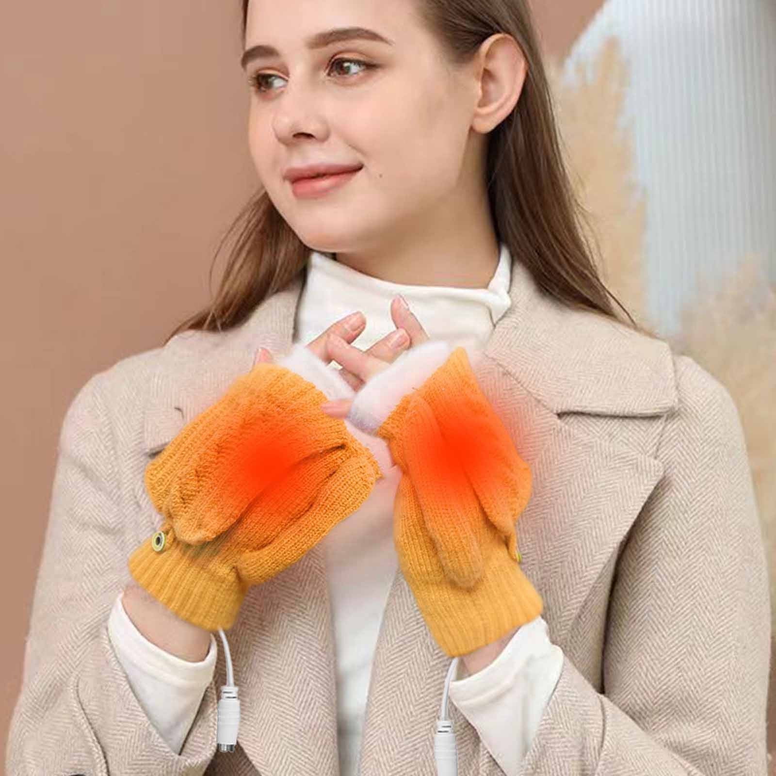 Lolmot Women's & Men's USB Heated Gloves Mitten Winter Hands Warm ...