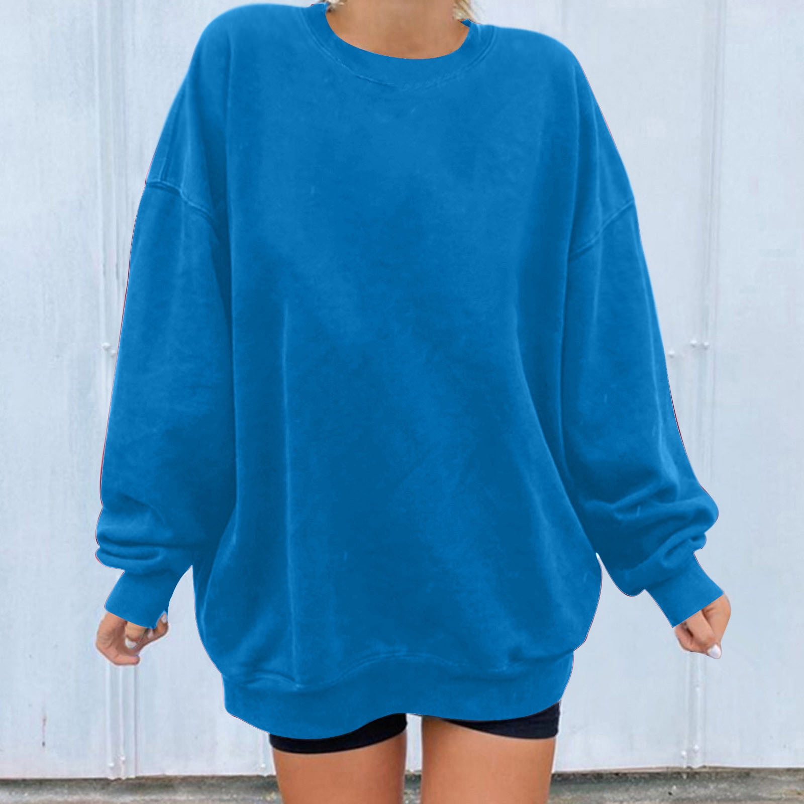 Lolmot Women's Oversized Long Sleeve Sweatshirts Pure Color Drop ...