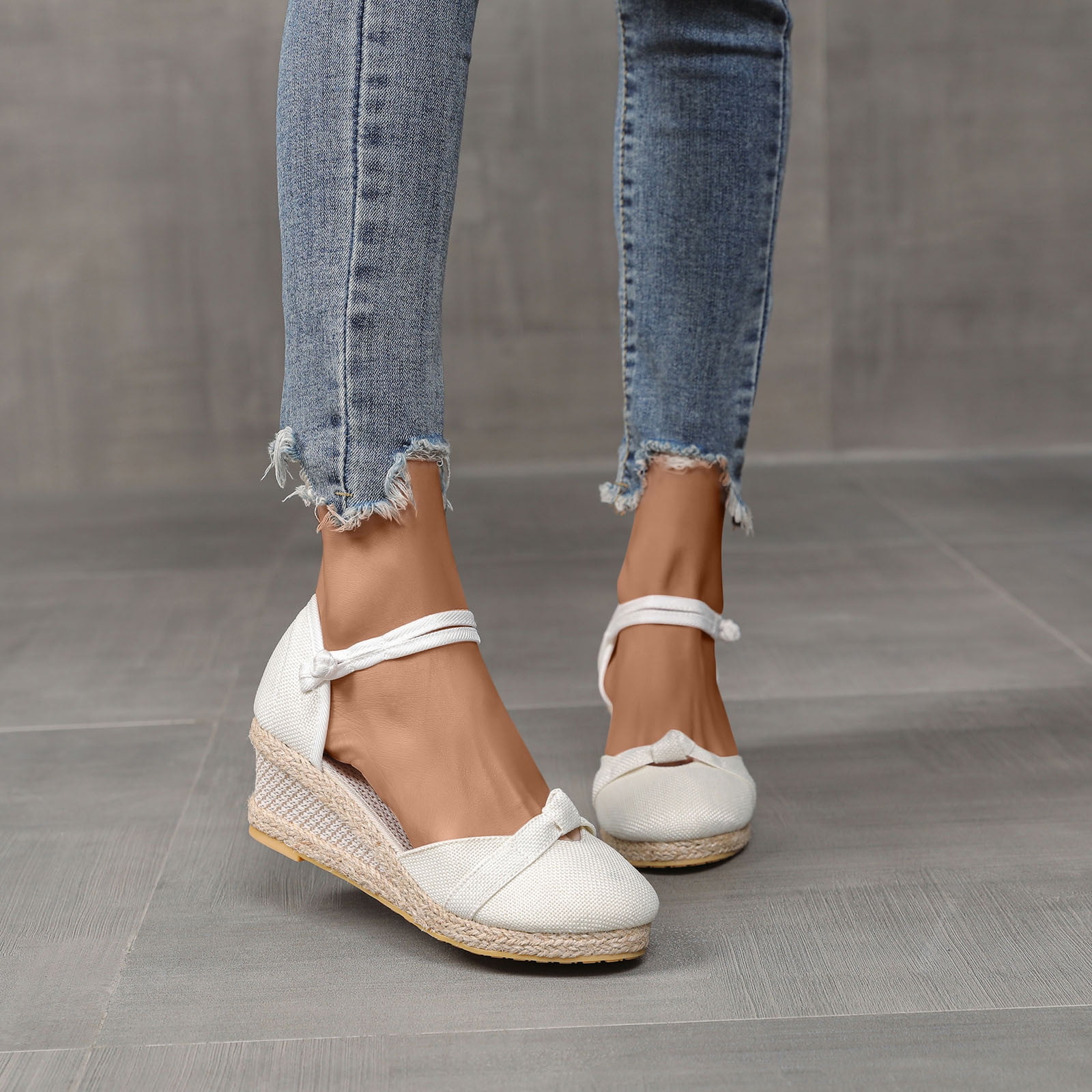 Lolmot Women's Sandals Wedge Sandals Espadrilles Closed Toe Slingback ...