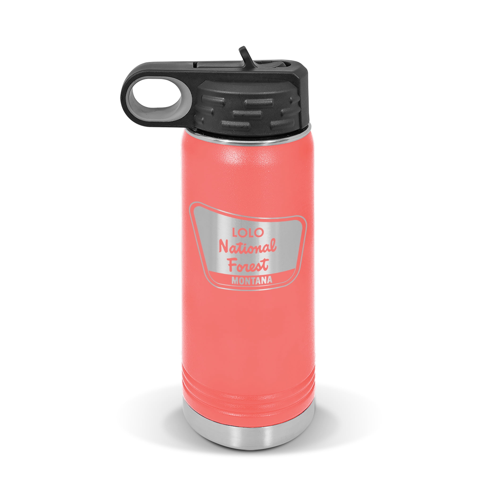 Lolo National Forest Water Bottle 20 oz - Laser Engraved w/ Flip Top Removable Straw - Polar ...