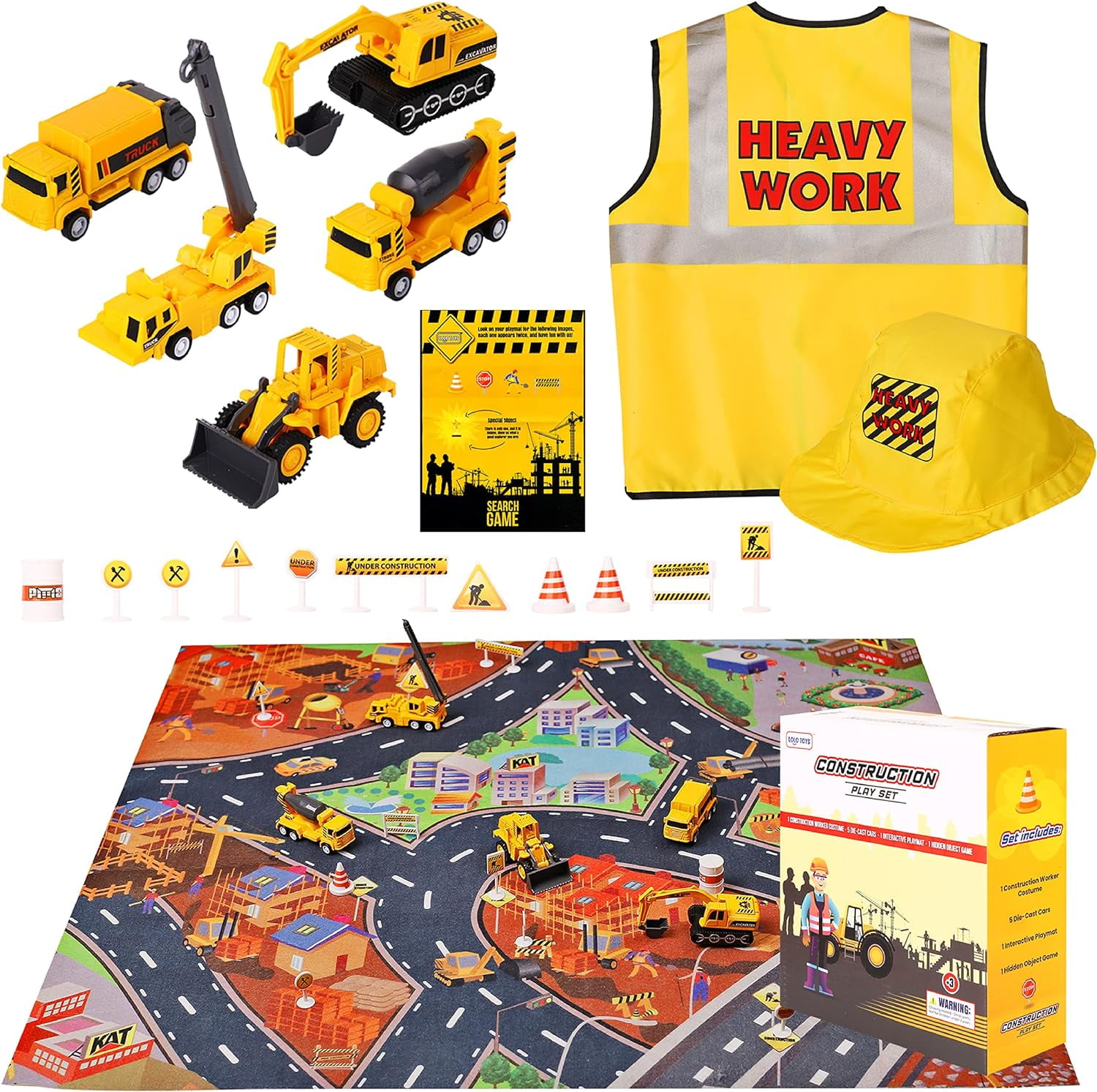 Lolo Toys 20-Piece Construction Truck & Road Play Mat Set Toy ...