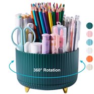 SKYDUE 360-Degree Rotating Pencil Pen Holder, Desktop Organizer with 5 ...