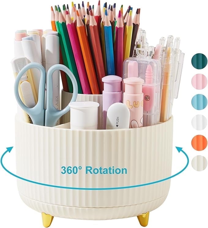 Lolocor Desk Pencil Pen Holder, 360 Degree Spinning, Beige, 5 Count ...