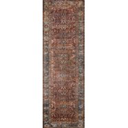 Loloi II Layla Printed Oriental Distressed Red / Navy Area Rug ...