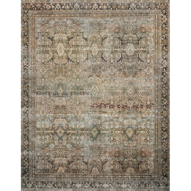 Loloi II Layla Printed Oriental Distressed Olive / Charcoal 9'-0" x 12 ...