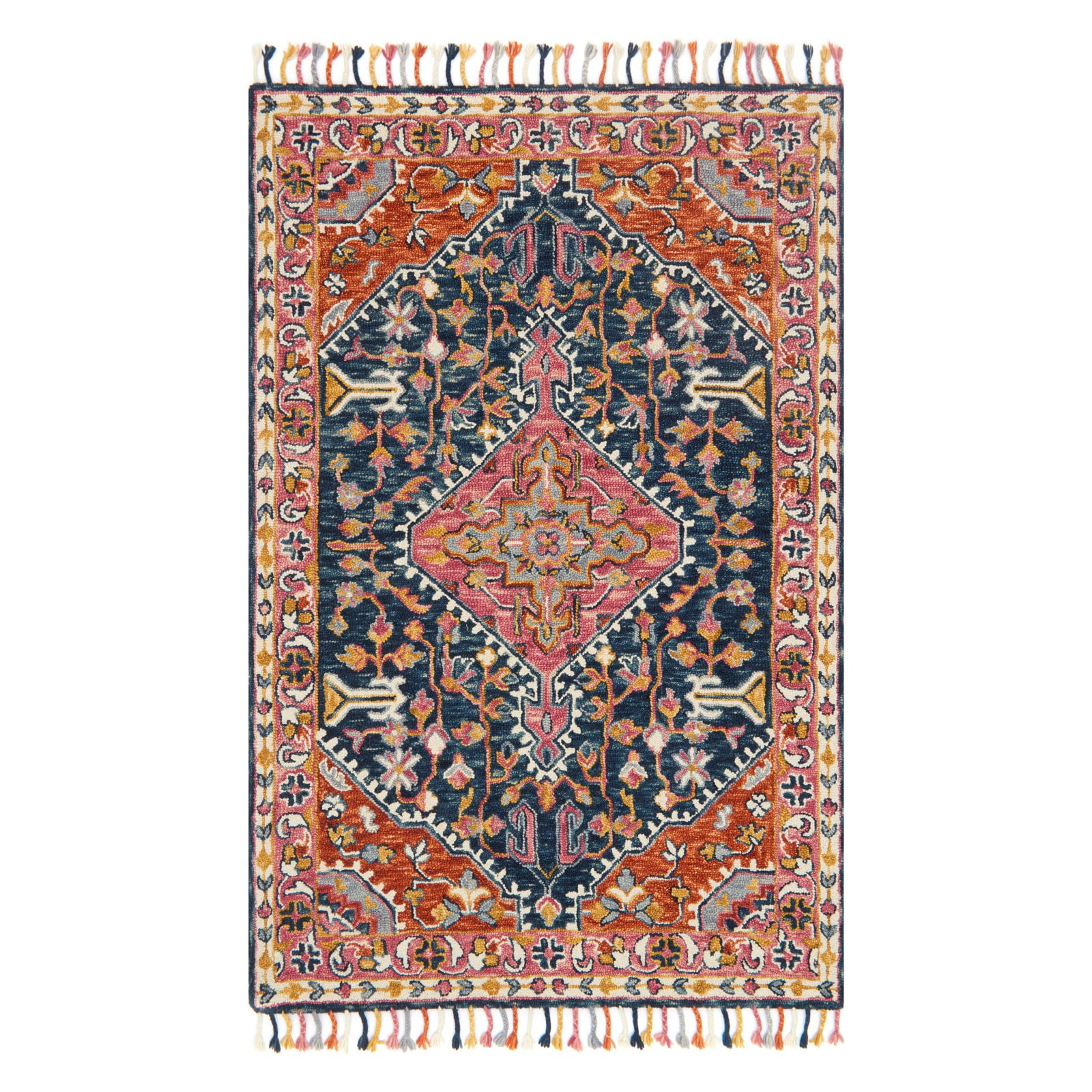 Loloi Zharah 7'9" x 9'9" Hand Hooked Wool Rug in Navy - Walmart.com