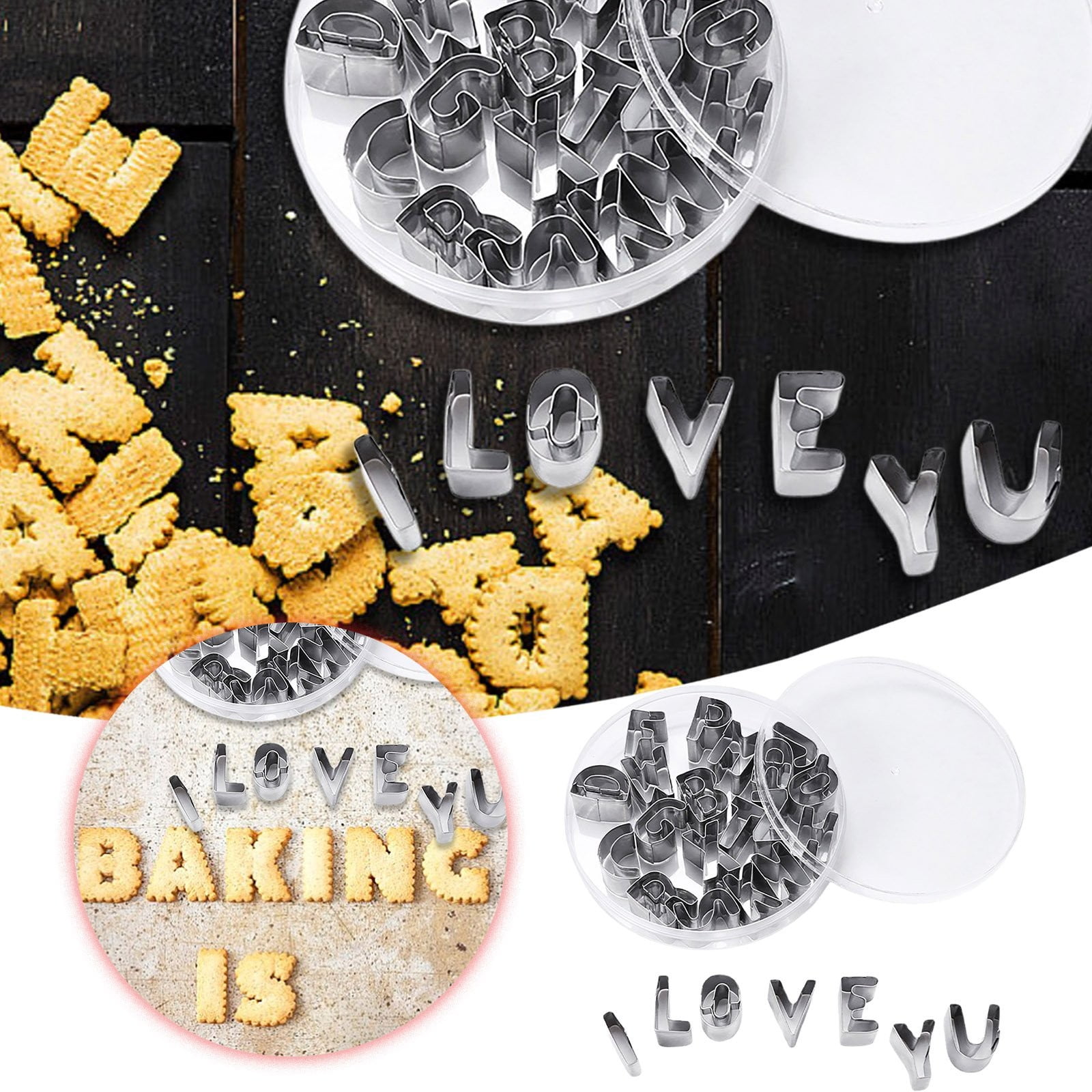 Lolynie 26-Piece Alphabet Cookie Cutter Set | Stainless Steel Letter ...