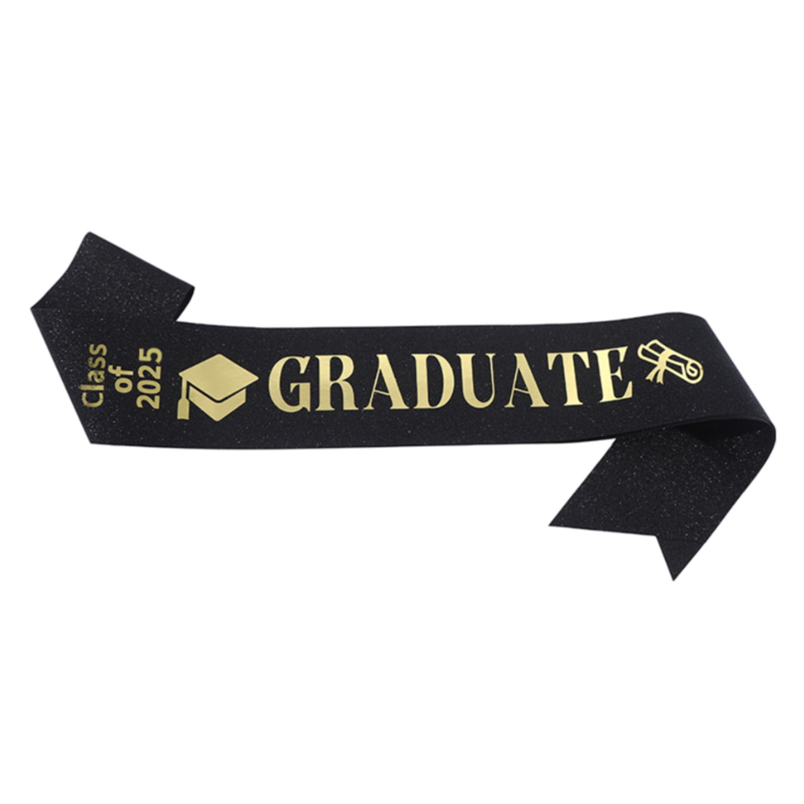 Lolynie Black I Graduated Satin Sash With Gold Glitter Letters Class Of ...