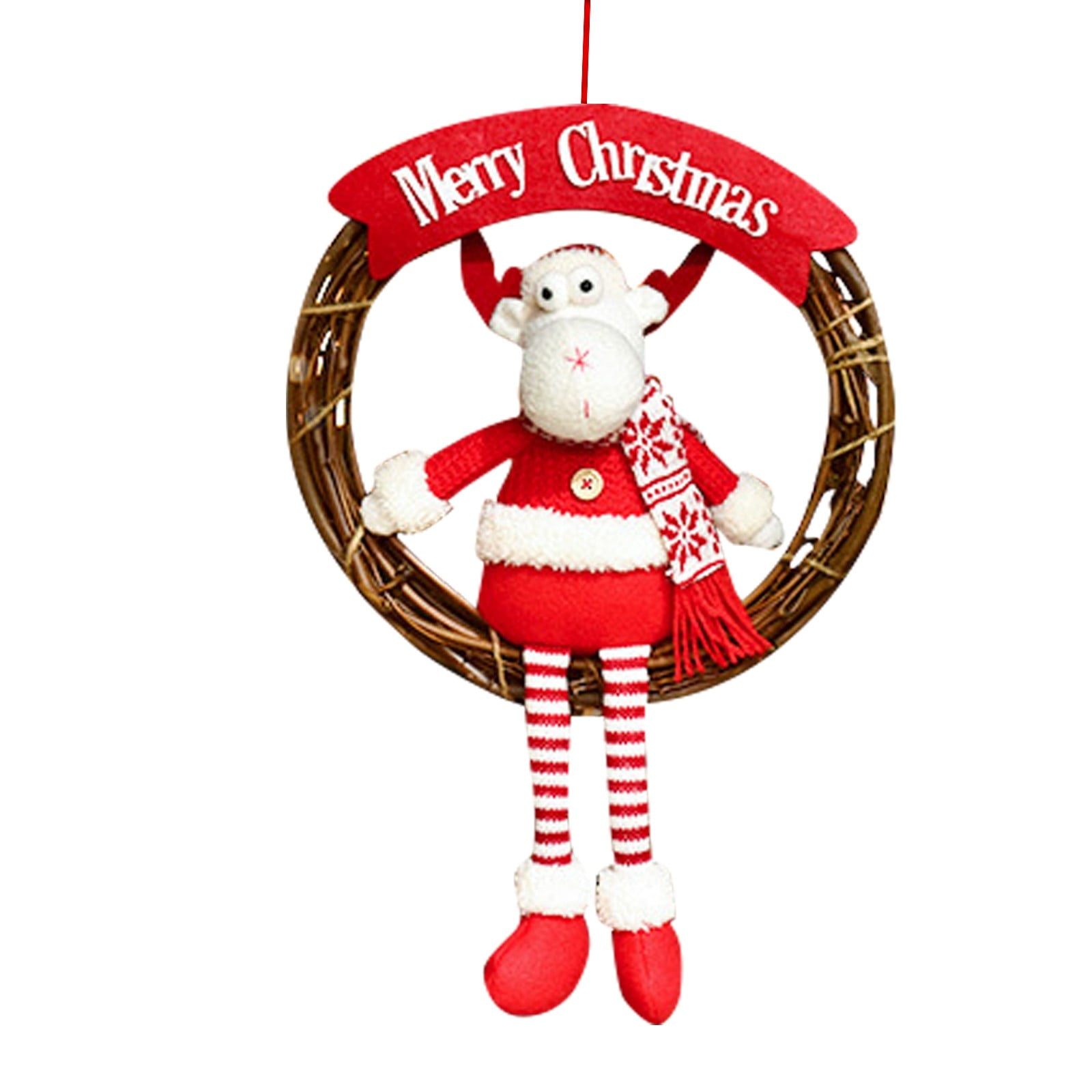 Lolynie Christmas Sitting Red And White Snowman Old Man Vine Ring Door ...