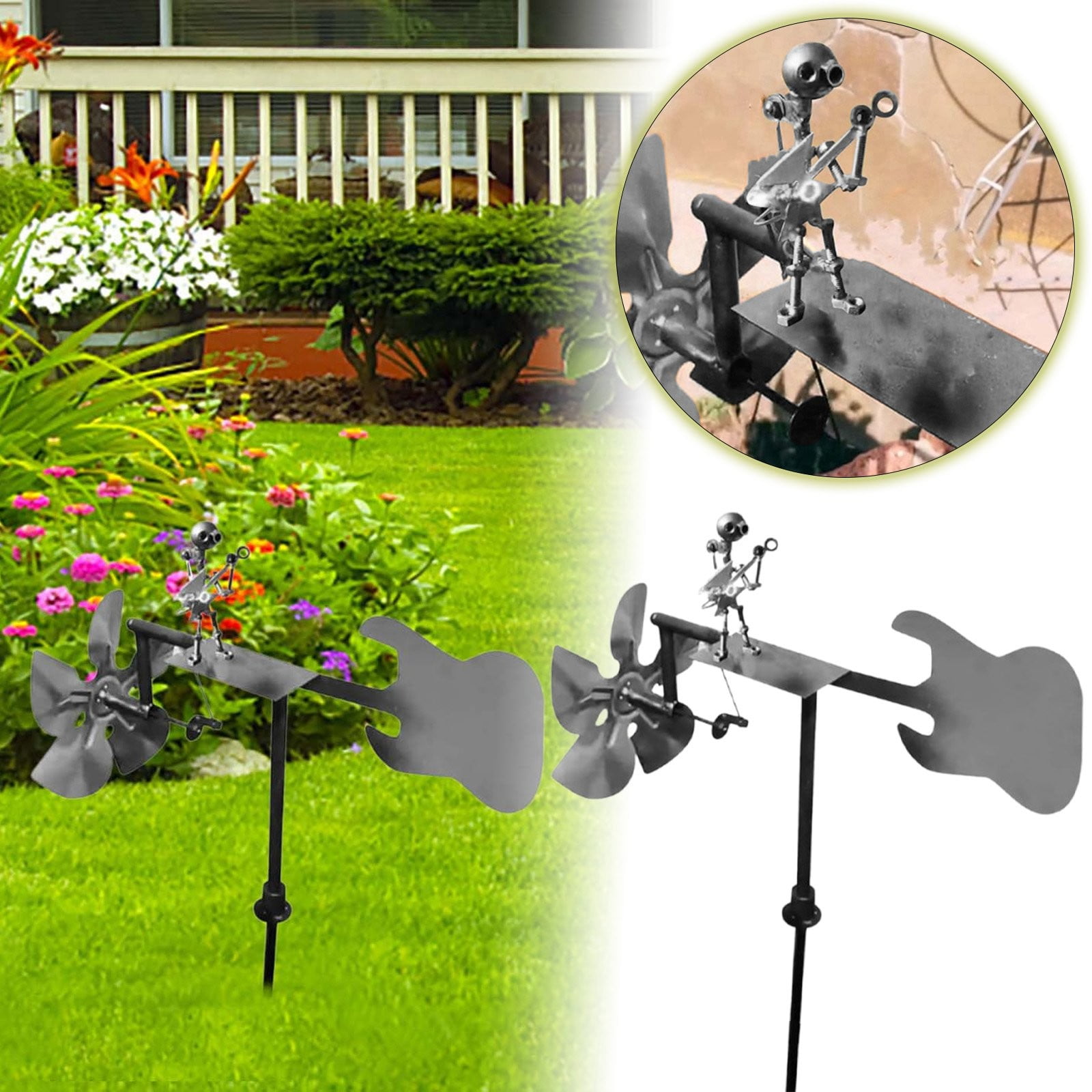 Lolynie Garden Rock Band Windmill, Handmade Metal Rock Band Windmill ...