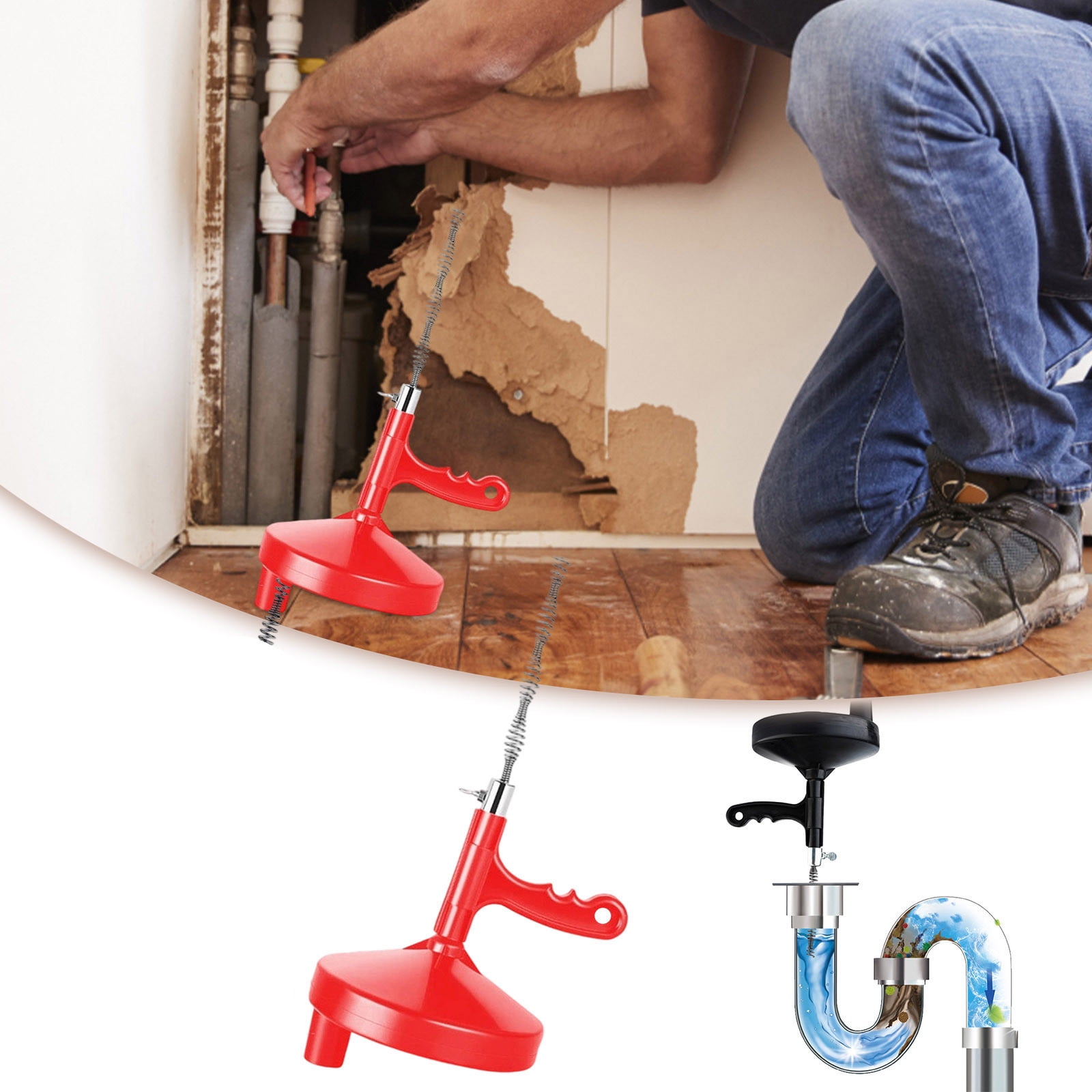 Lolynie Heavy Duty Spiral Drain Cleaner - Toilet Drill Pipe Blockage ...