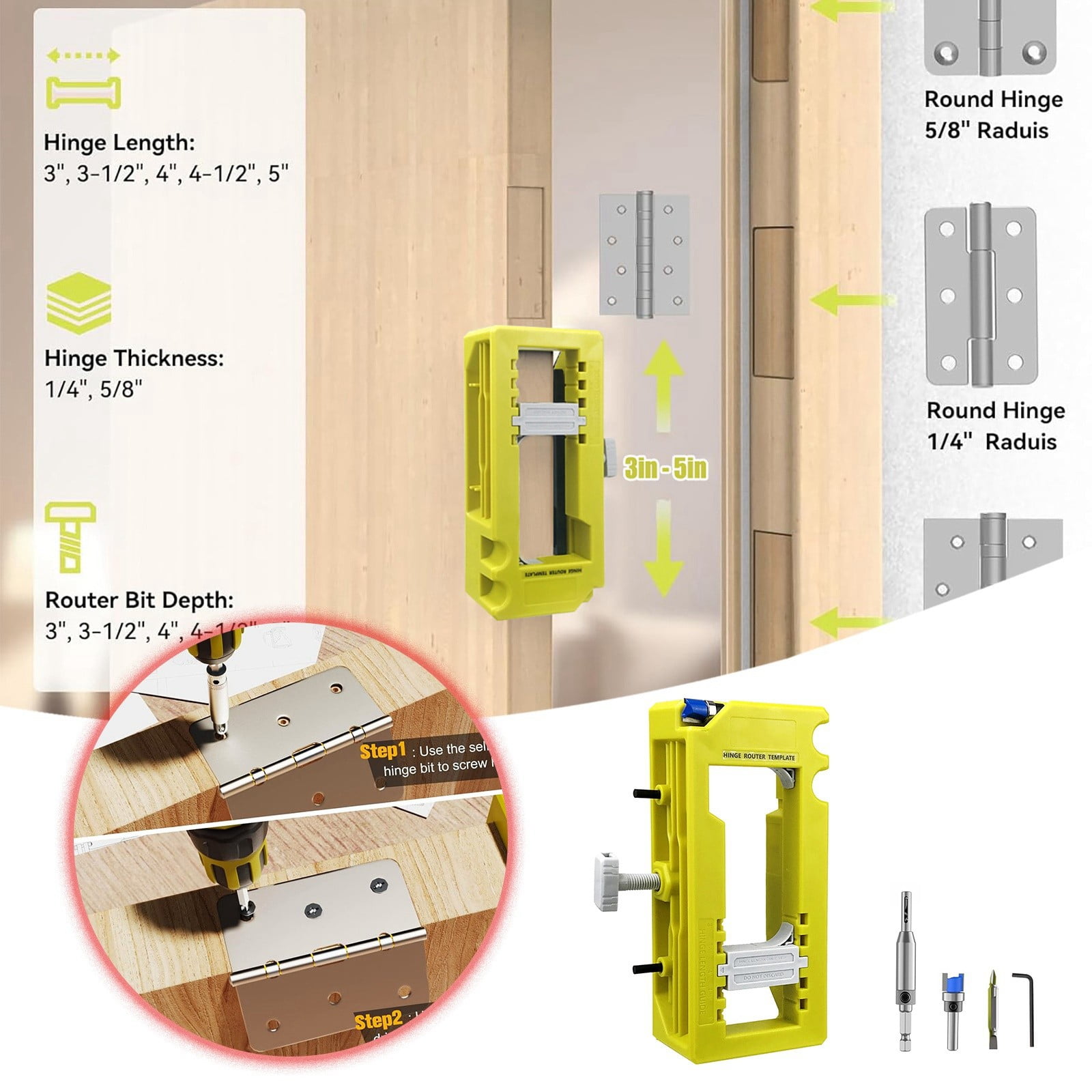 Lolynie Hinge Lock Hole Locator & Installation Kit For Door Hinges ...