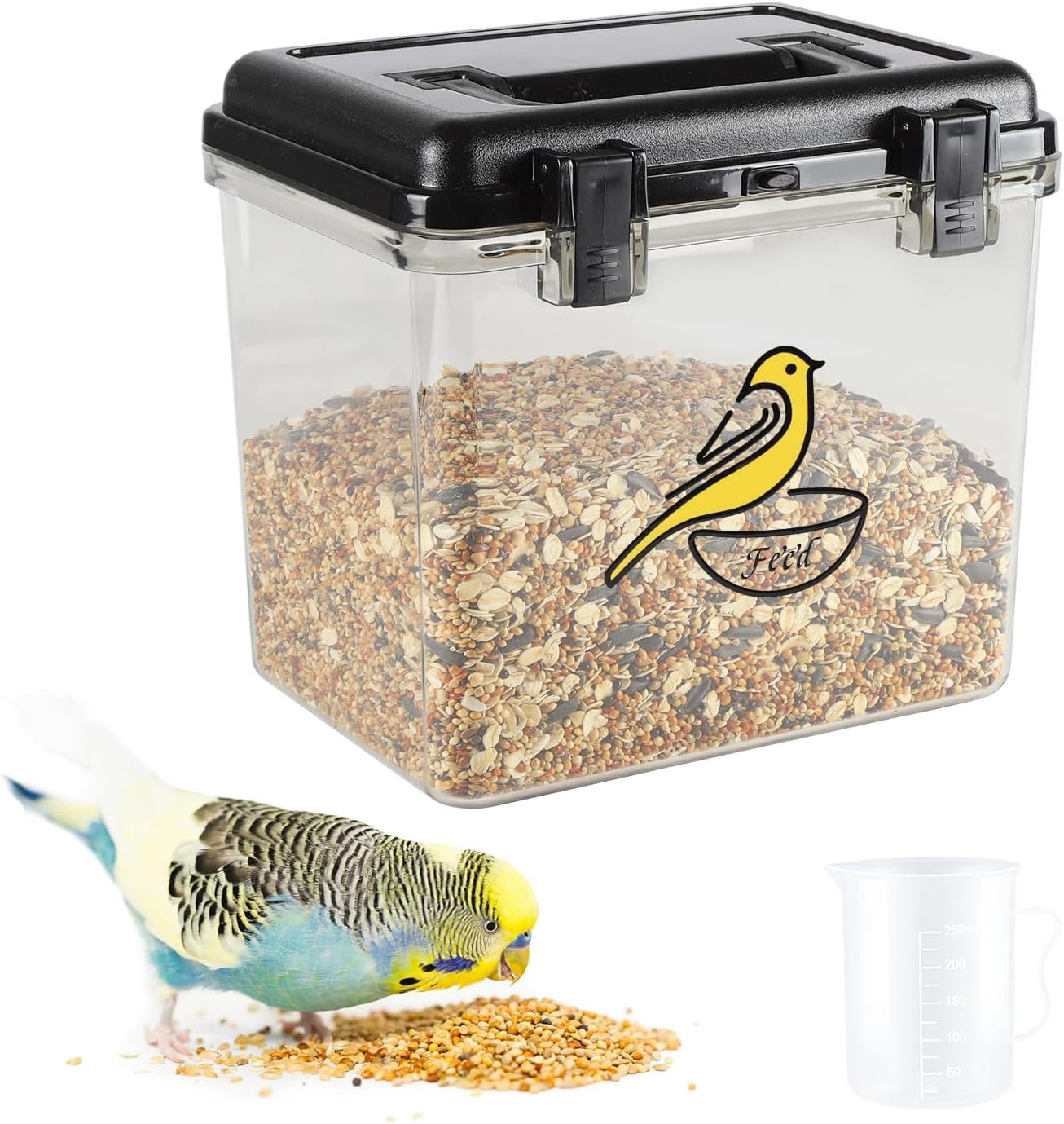 Lolytama Bird Seed Storage Container,Airtight Bird Food Container-5.2L ...