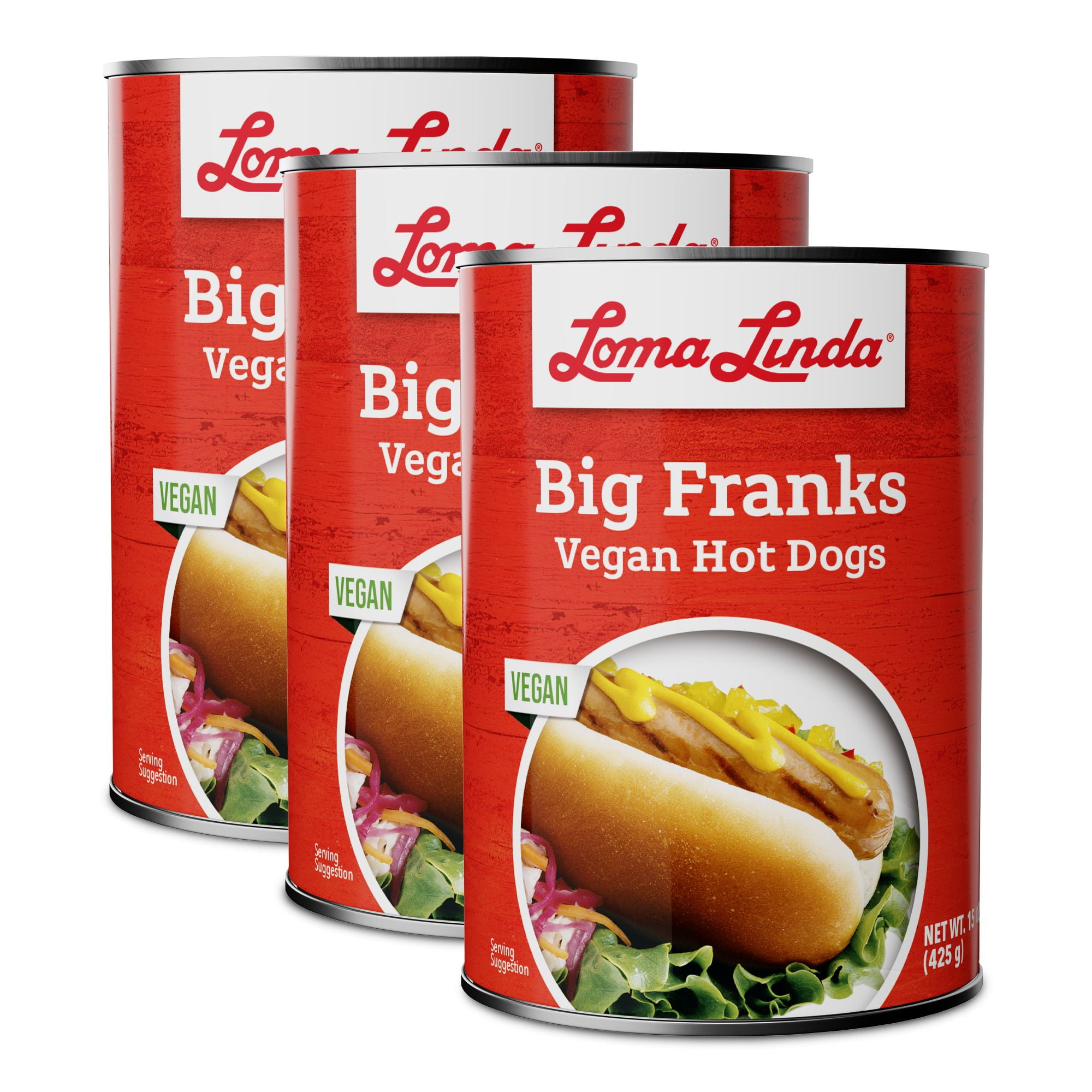 Loma Linda Big Franks, 15 oz, Vegan, Plant-Based Protein, 3 Pack ...