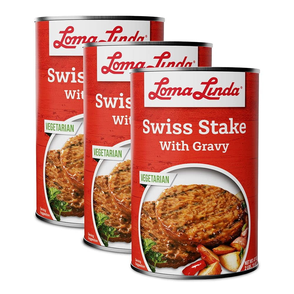 Loma Linda Vegan Meat - Plant-Based Swiss Stake with Gravy, 47 oz ...