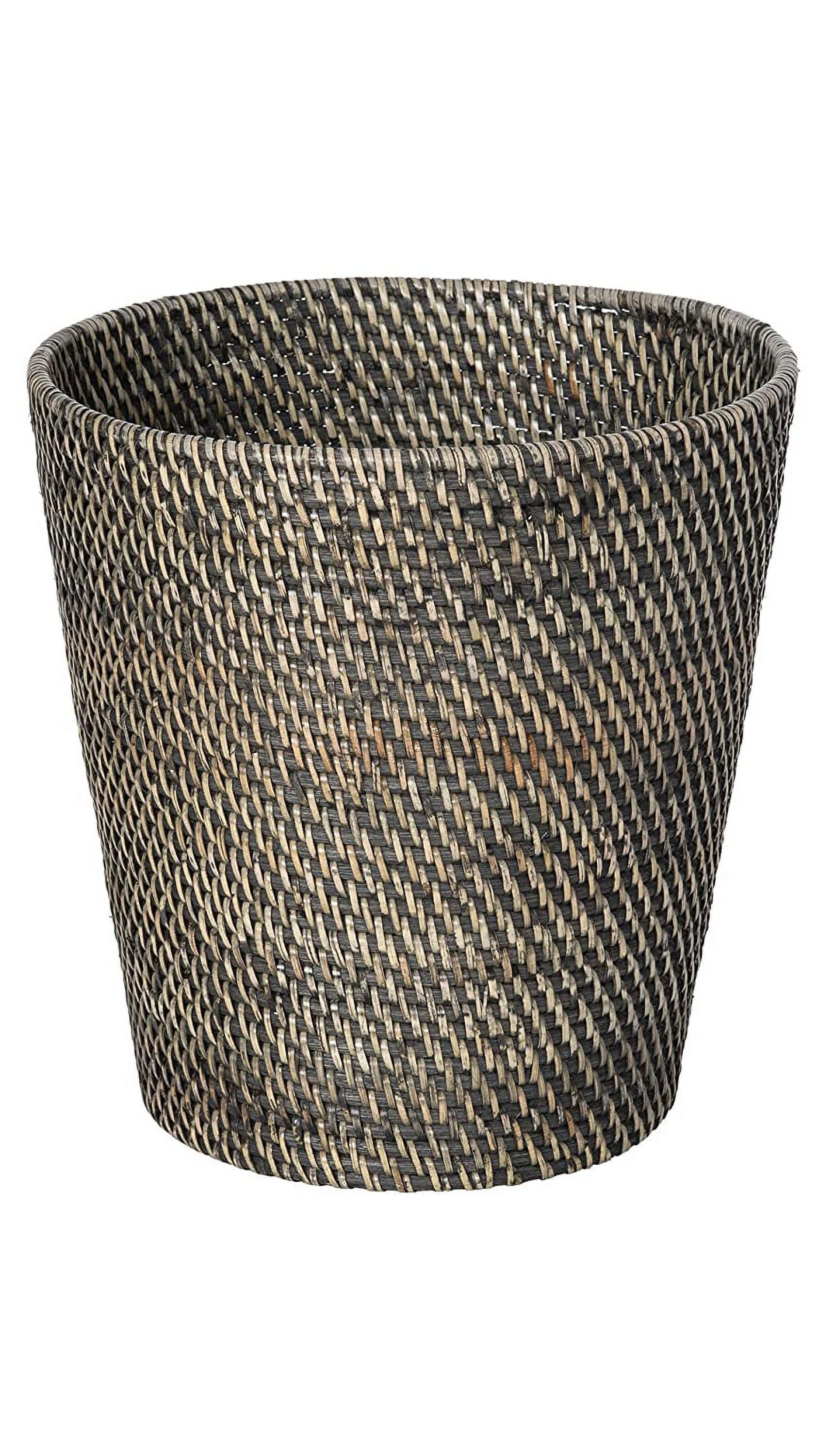 Loma Round Rattan Paper Waste Basket, Trash Can Bathroom, Garbage Bin ...