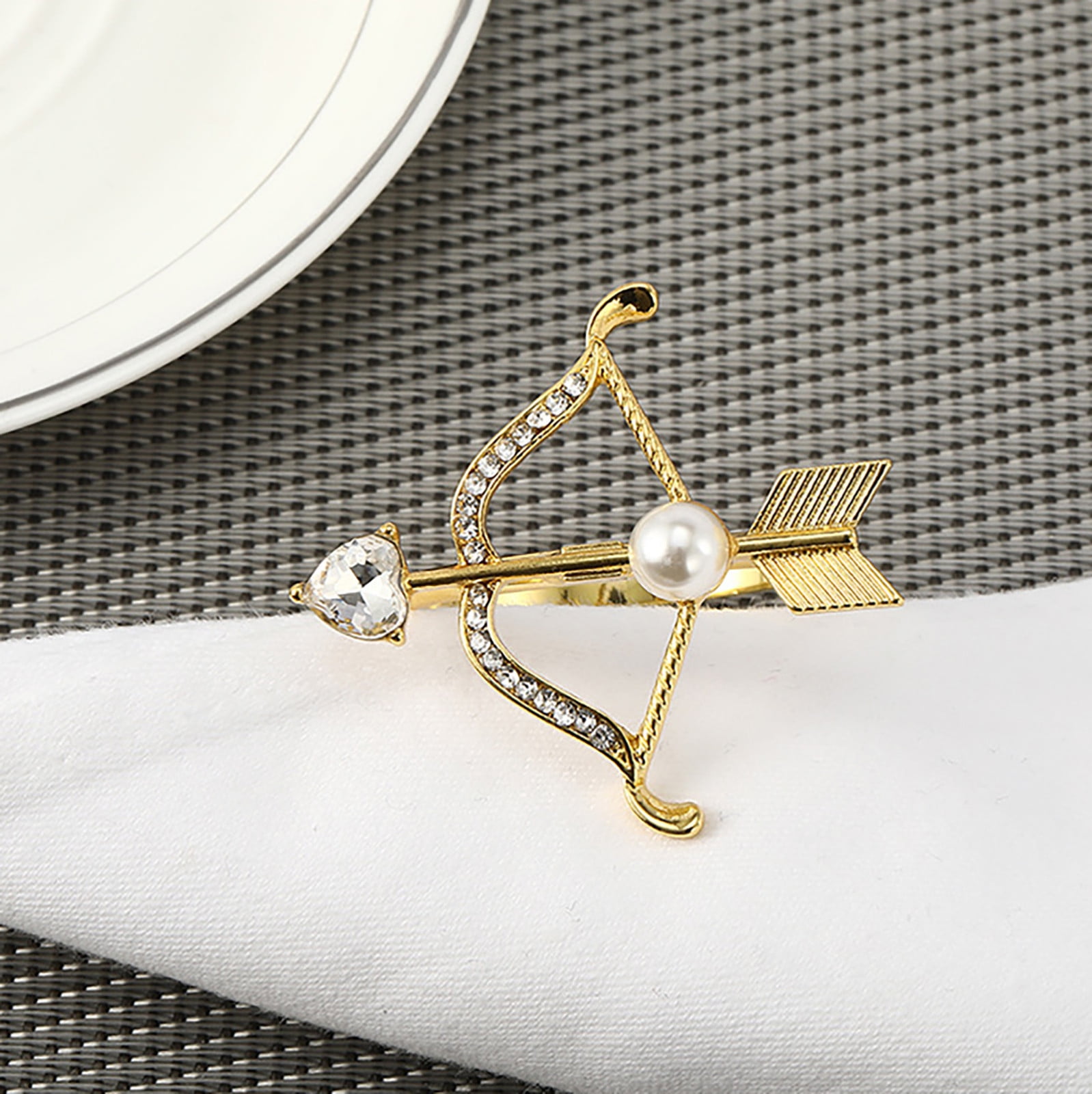 Lomaiwei Valentine's Day Rose Flower Napkin Rings - LOVE Pearl Design ...