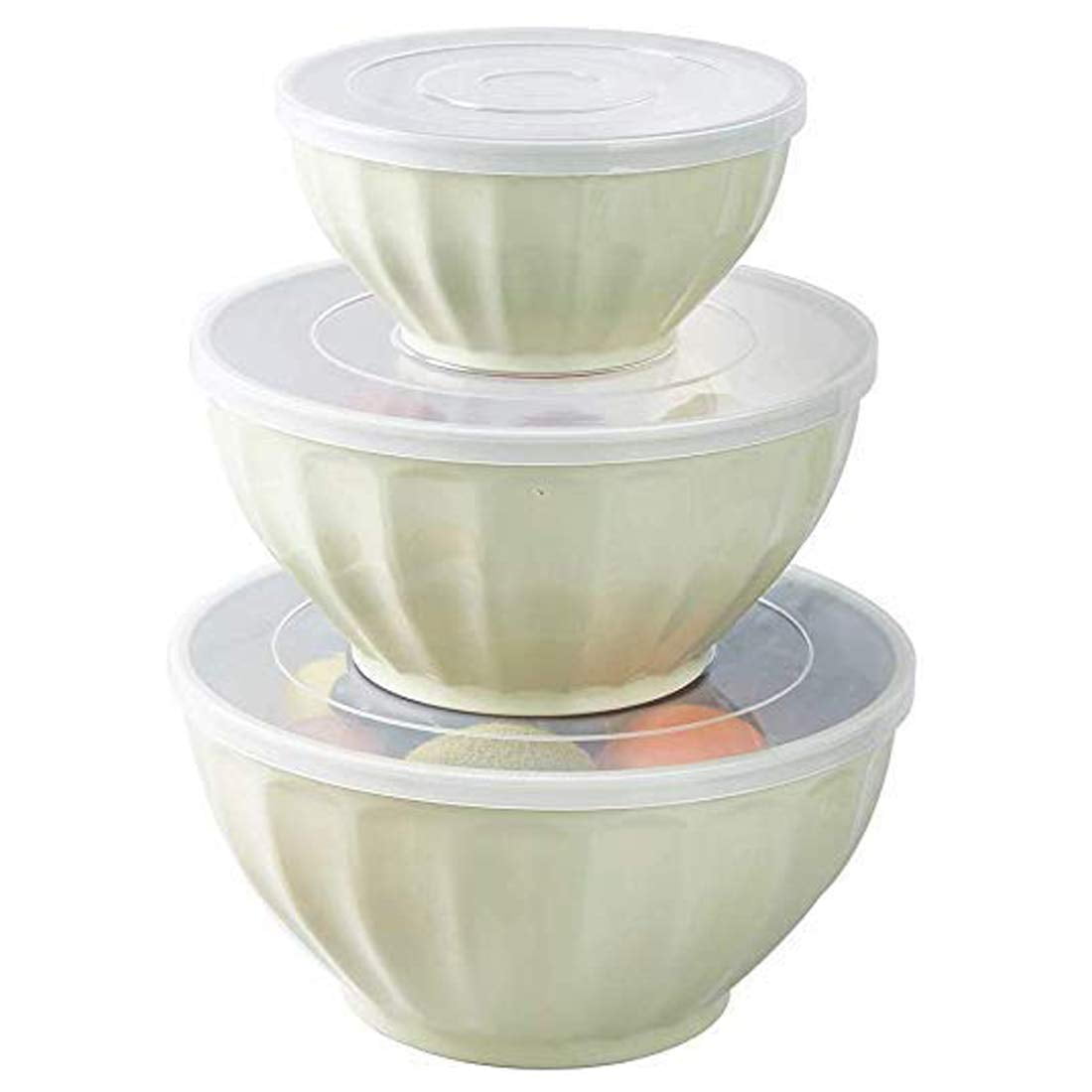 Lomesh 3 Pieces Plastic Mixing Bowl Set with Airtight Lids Food Storage ...