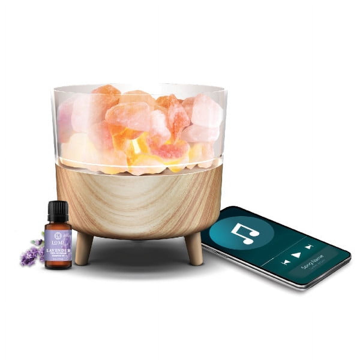 Lomi Himalayan Salt Rock Lamp, Warm LED Light Speaker, Bluetooth ...