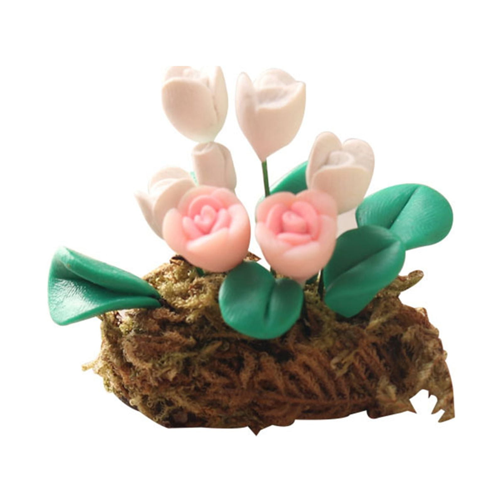 Lomubue 1:12 Dollhouse Miniature Realistic Looking Clay Rose Flower ...