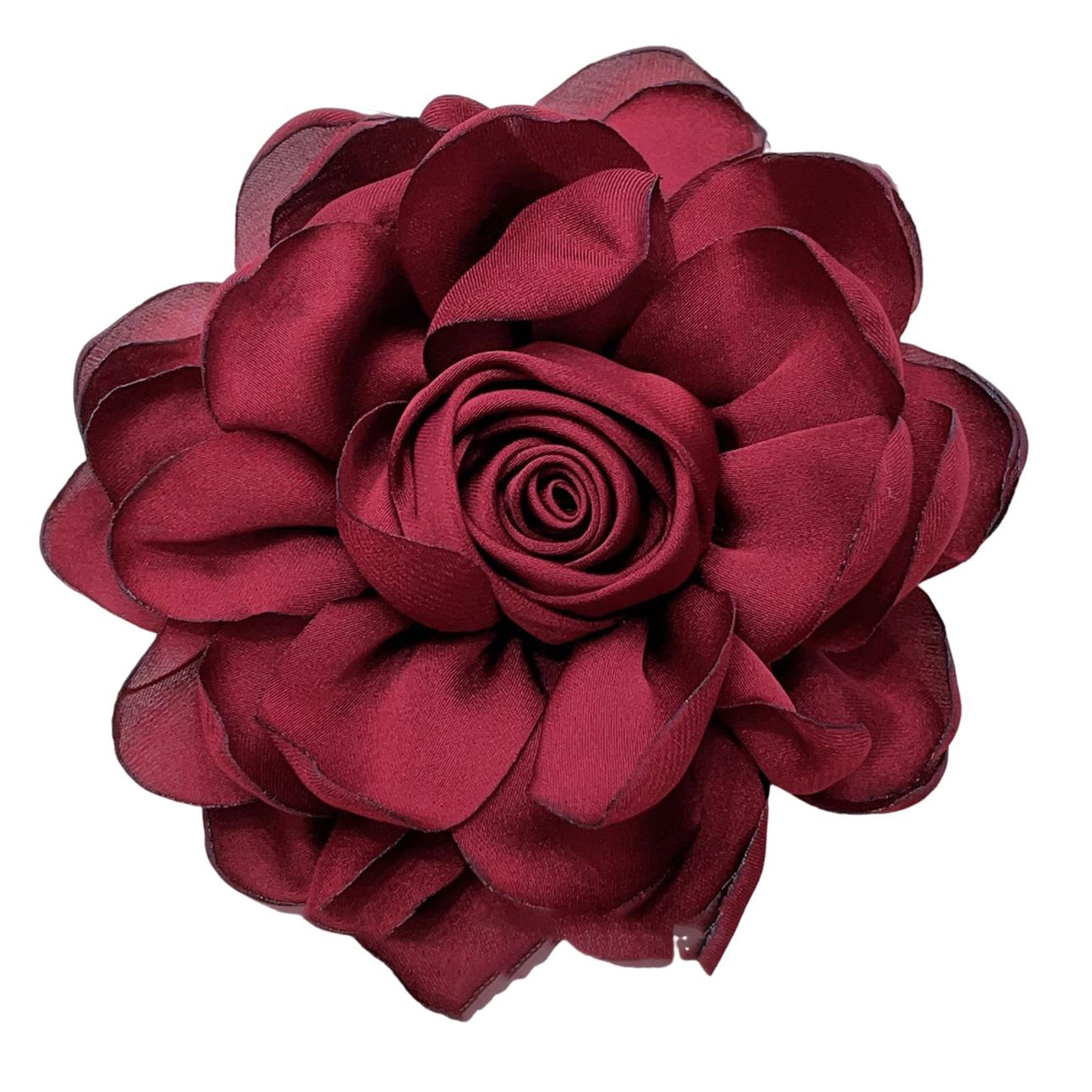 Lomubue 10cm Rose Fabric Flower Accessory Women Versatile Corsage Hair ...