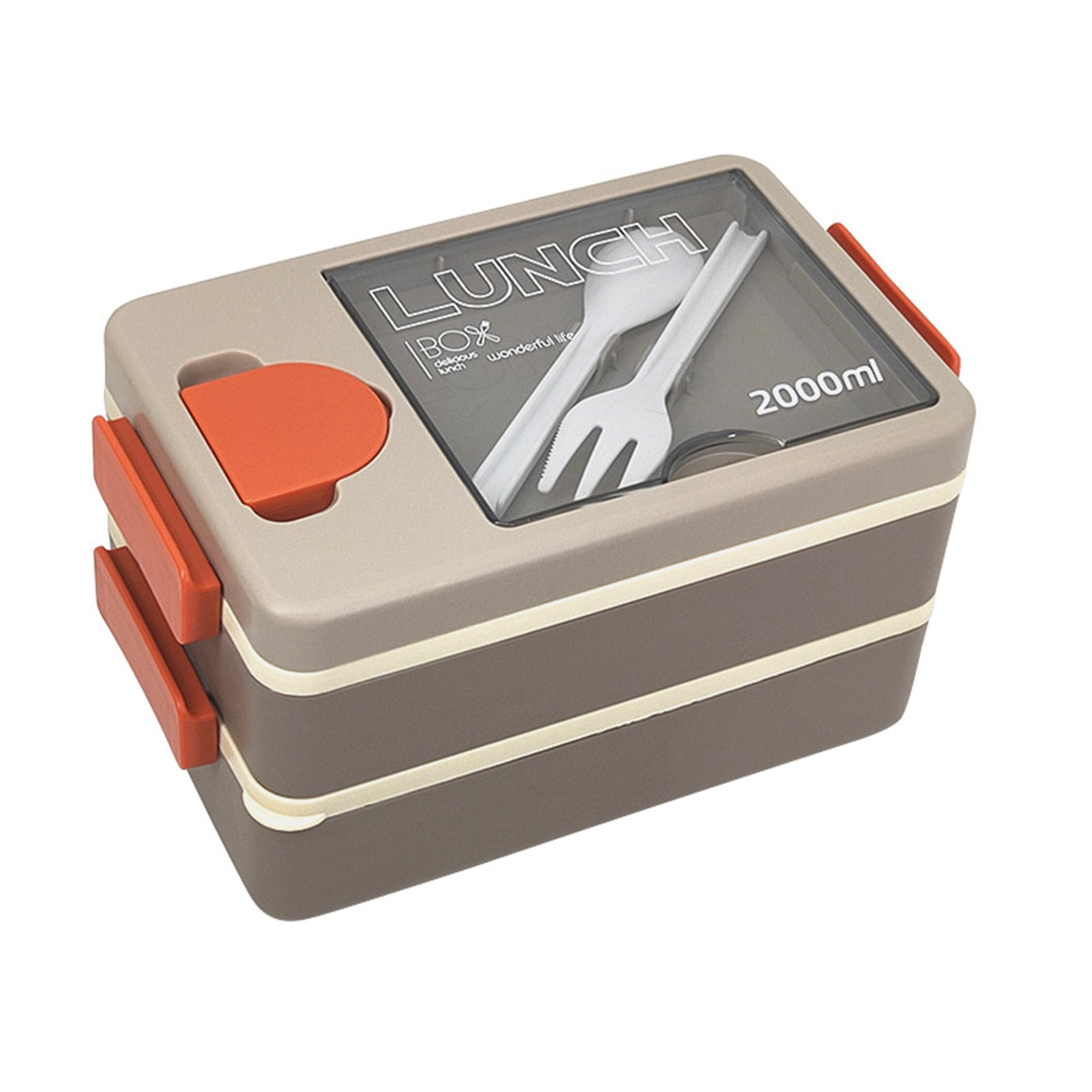 Lomubue 2000ML Lunch Box with Fork Spoon Sauce Box Cutlery Holder ...