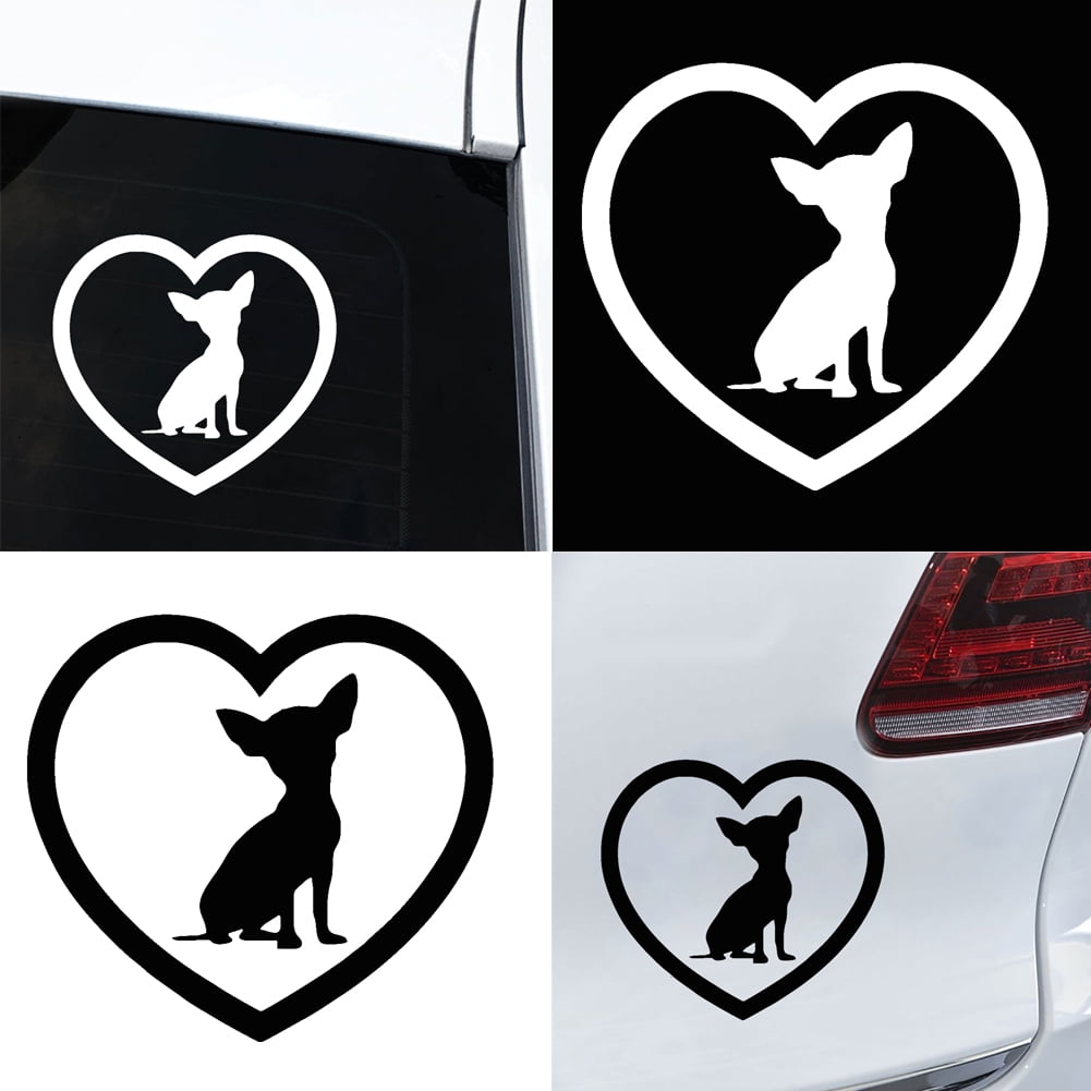 Lomubue Cute Chihuahua Dog Heart Car Vehicle Body Window Reflective ...